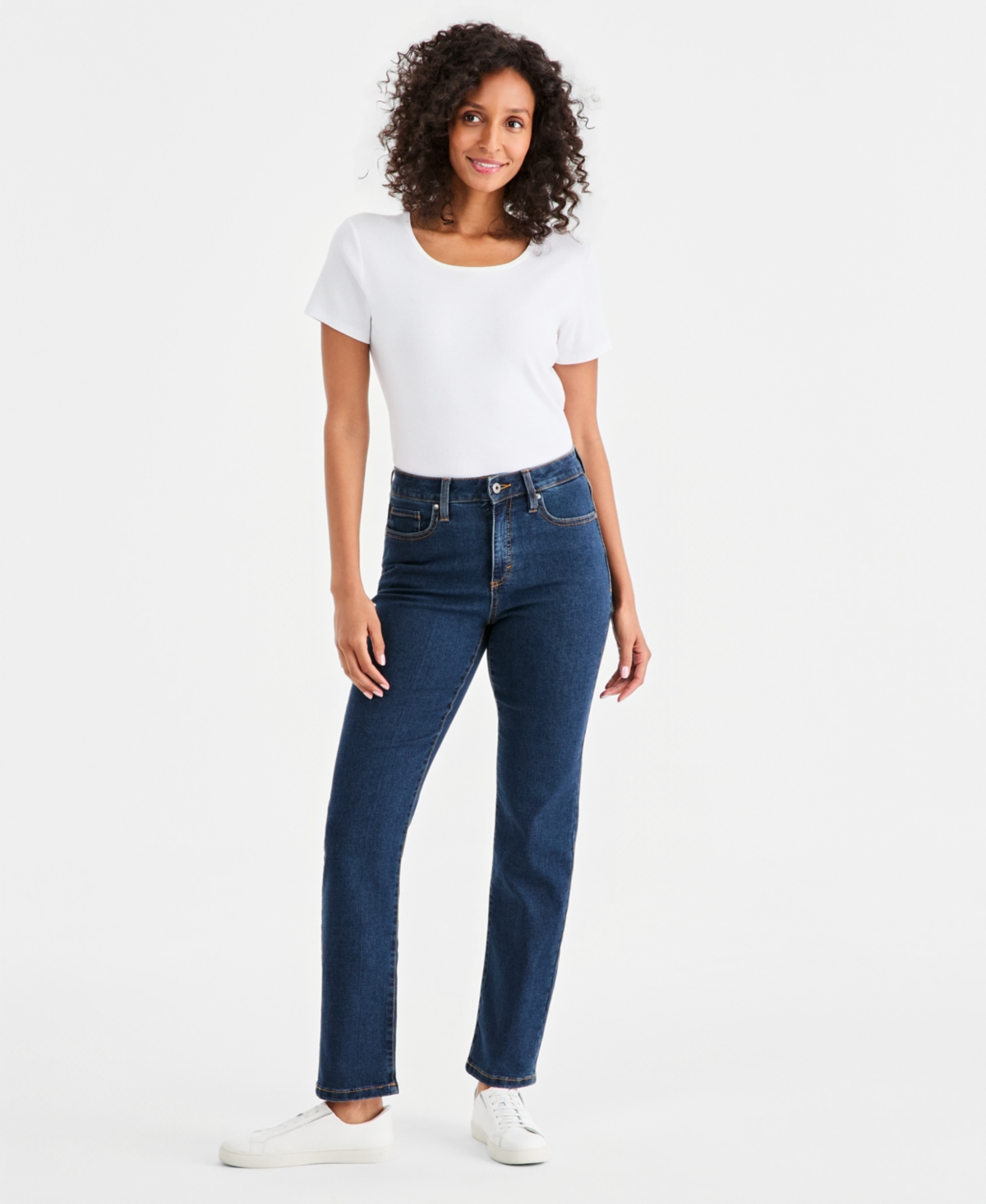 Click here for Style & Co Womens High Rise Straight-Leg Jeans  Re... prices