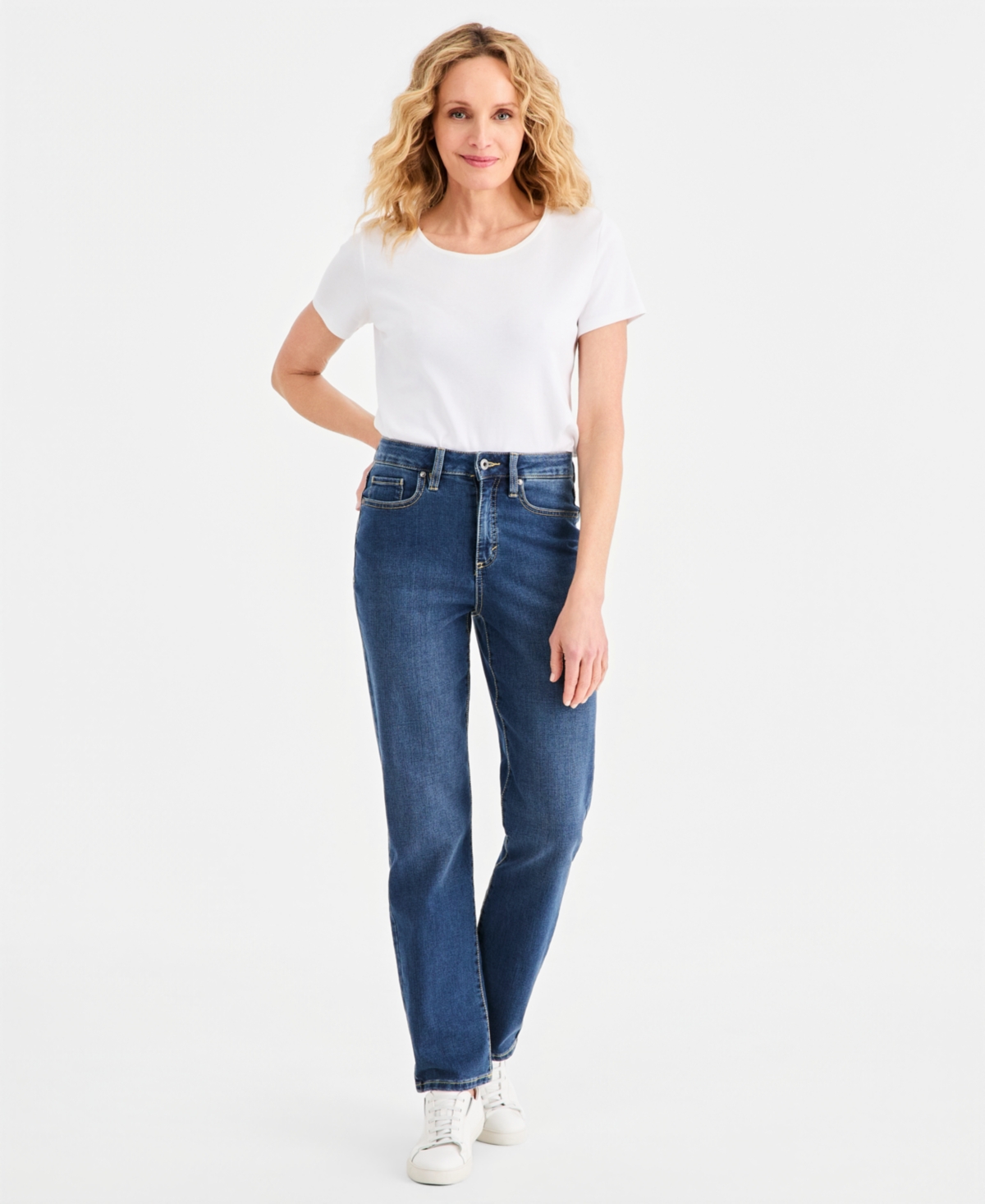 Click here for Style & Co Womens High Rise Straight-Leg Jeans  Re... prices