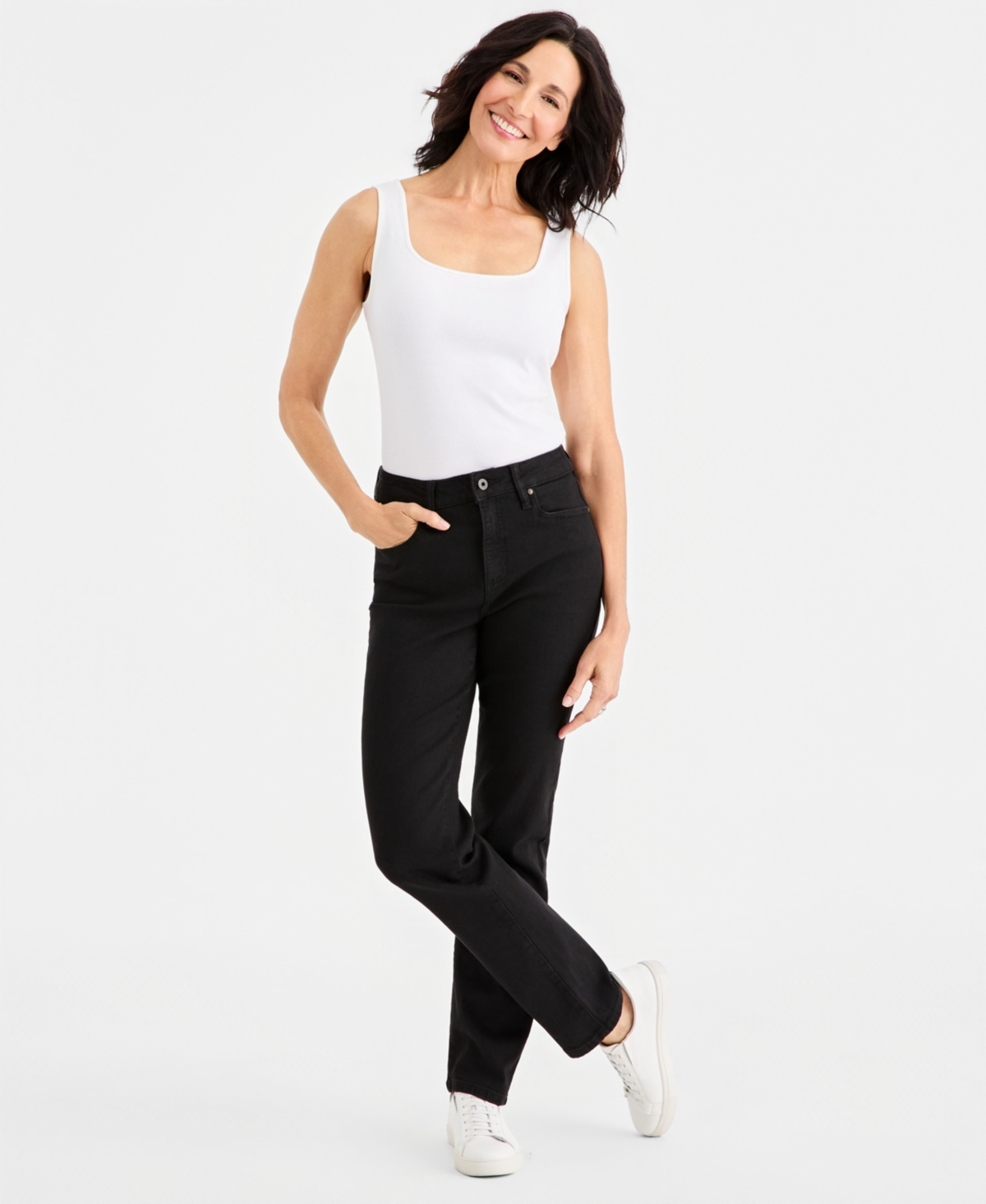 Click here for Style & Co Womens High Rise Straight-Leg Jeans  Re... prices