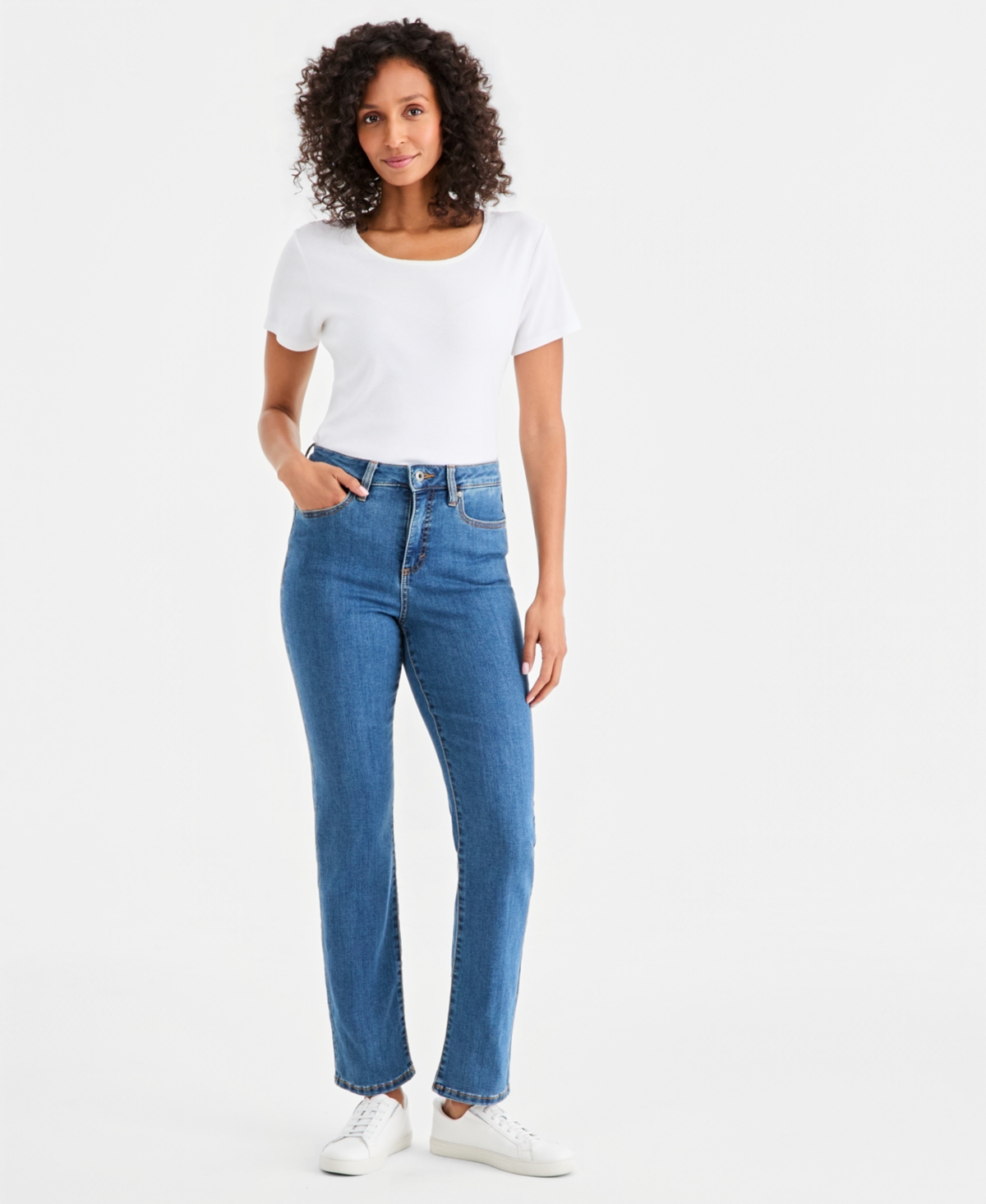 Click here for Style & Co Womens High Rise Straight-Leg Jeans  Re... prices