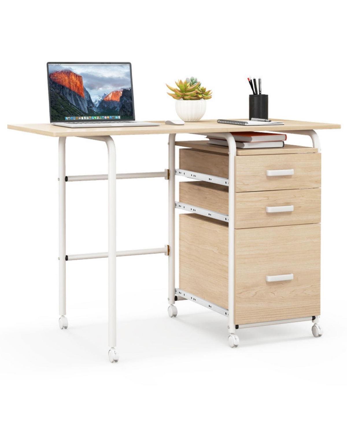 Click here for Gouun Folding Wood Modern Writing Desk with Cpu St... prices