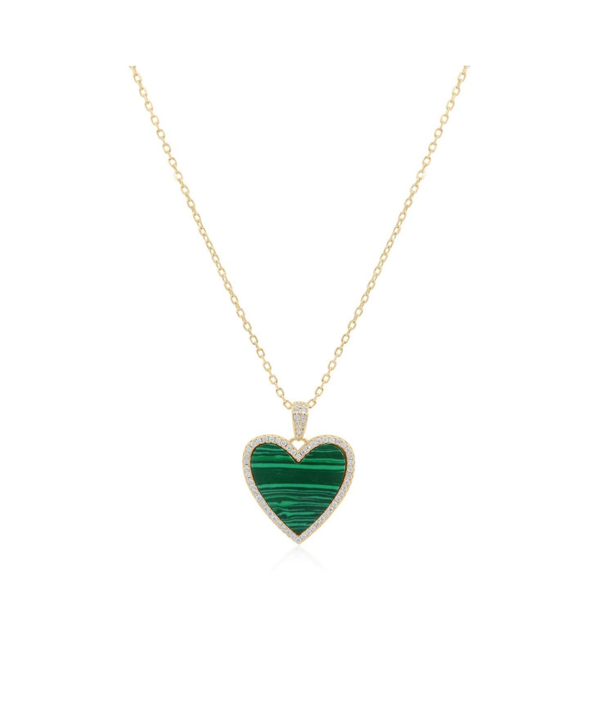 Click here for The Lovery Large Malachite Cz Halo Heart Necklace... prices