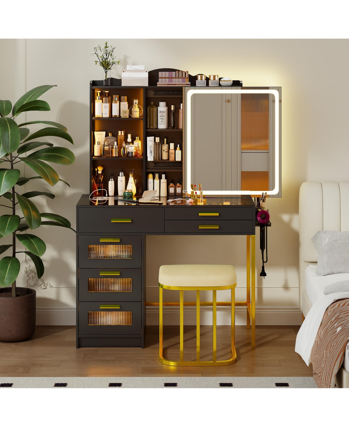 Click here for Vlsrka Led Vanity Desk Set with Rgb Mirror  Chargi... prices