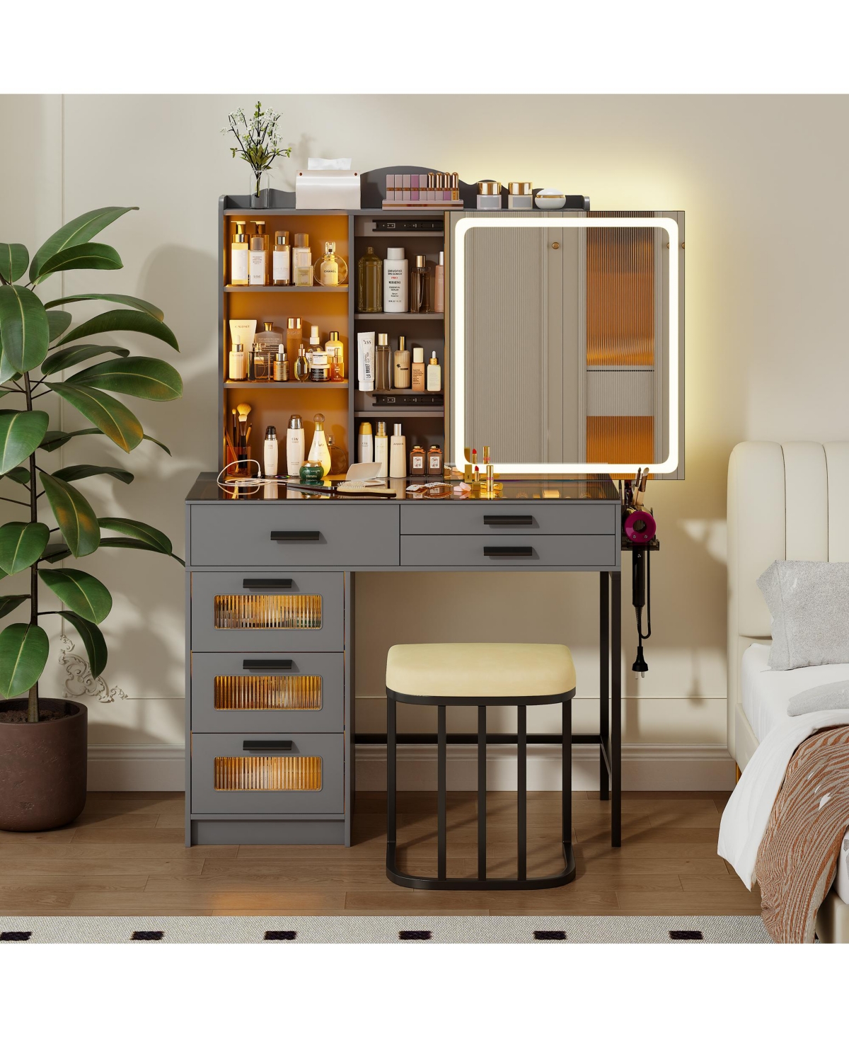 Click here for Vlsrka Led Vanity Desk Set with Rgb Mirror  Chargi... prices