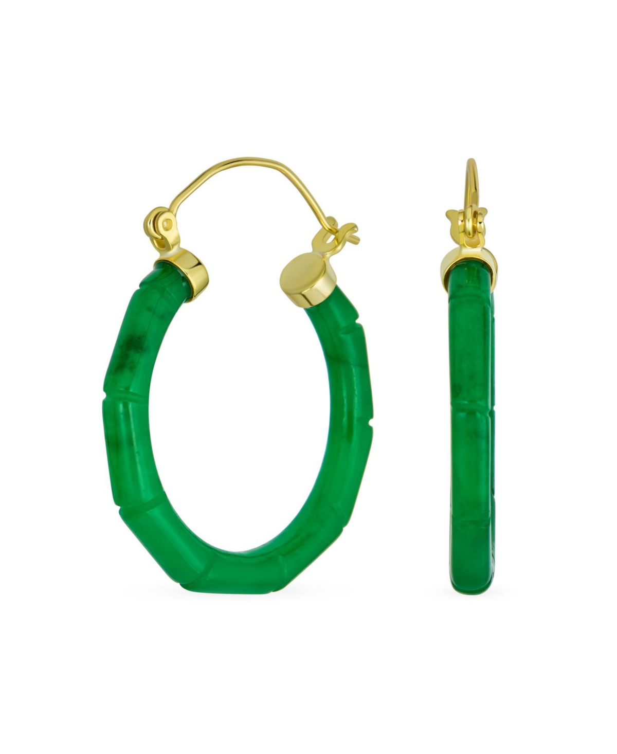 Click here for Bling Jewelry Big Bamboo Design Jade Hoop Earrings... prices