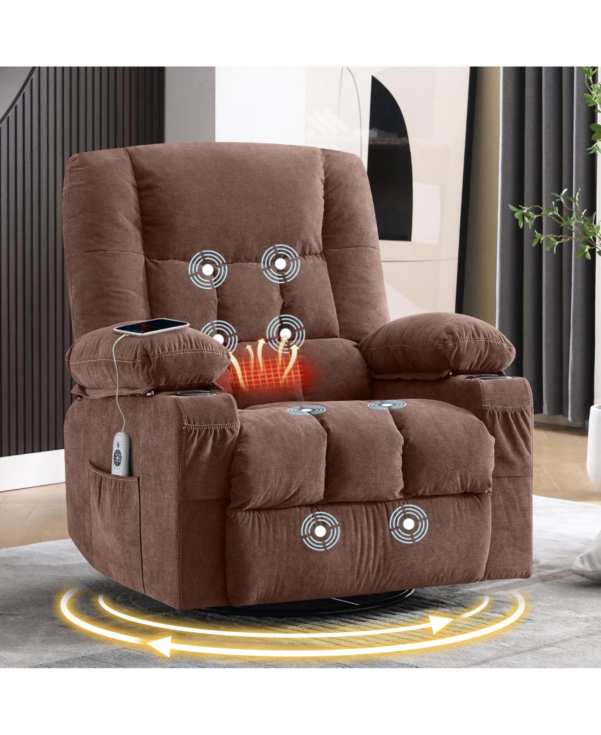 Click here for Rainsken Vibration Massage Swivel Rocker Recliner... prices