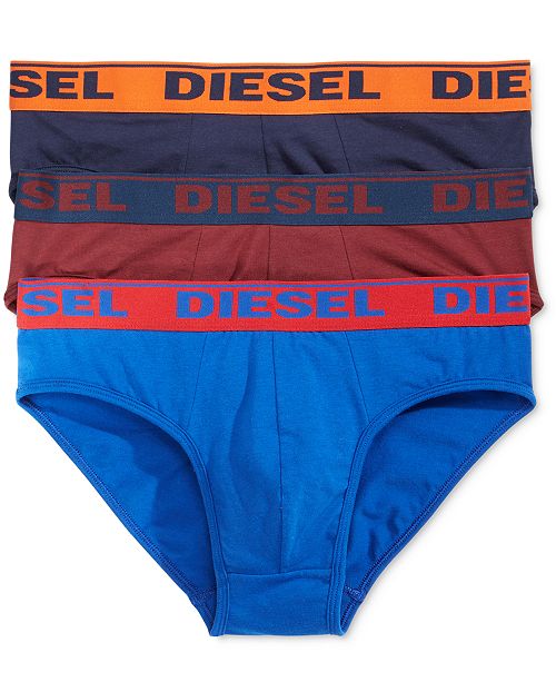Diesel Men's Fresh & Bright Cotton Stretch Andre Briefs 3-Pack ...