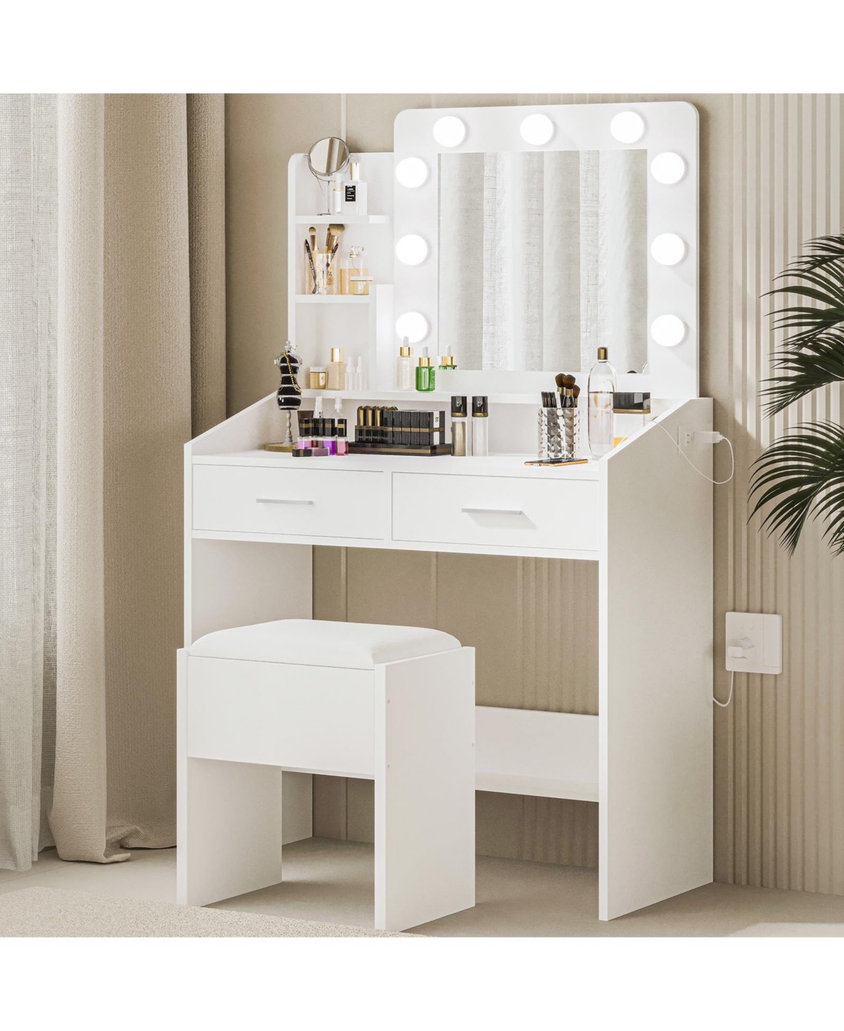 Click here for Homfan Modern Vanity Desk with Mirror  Led Lights... prices
