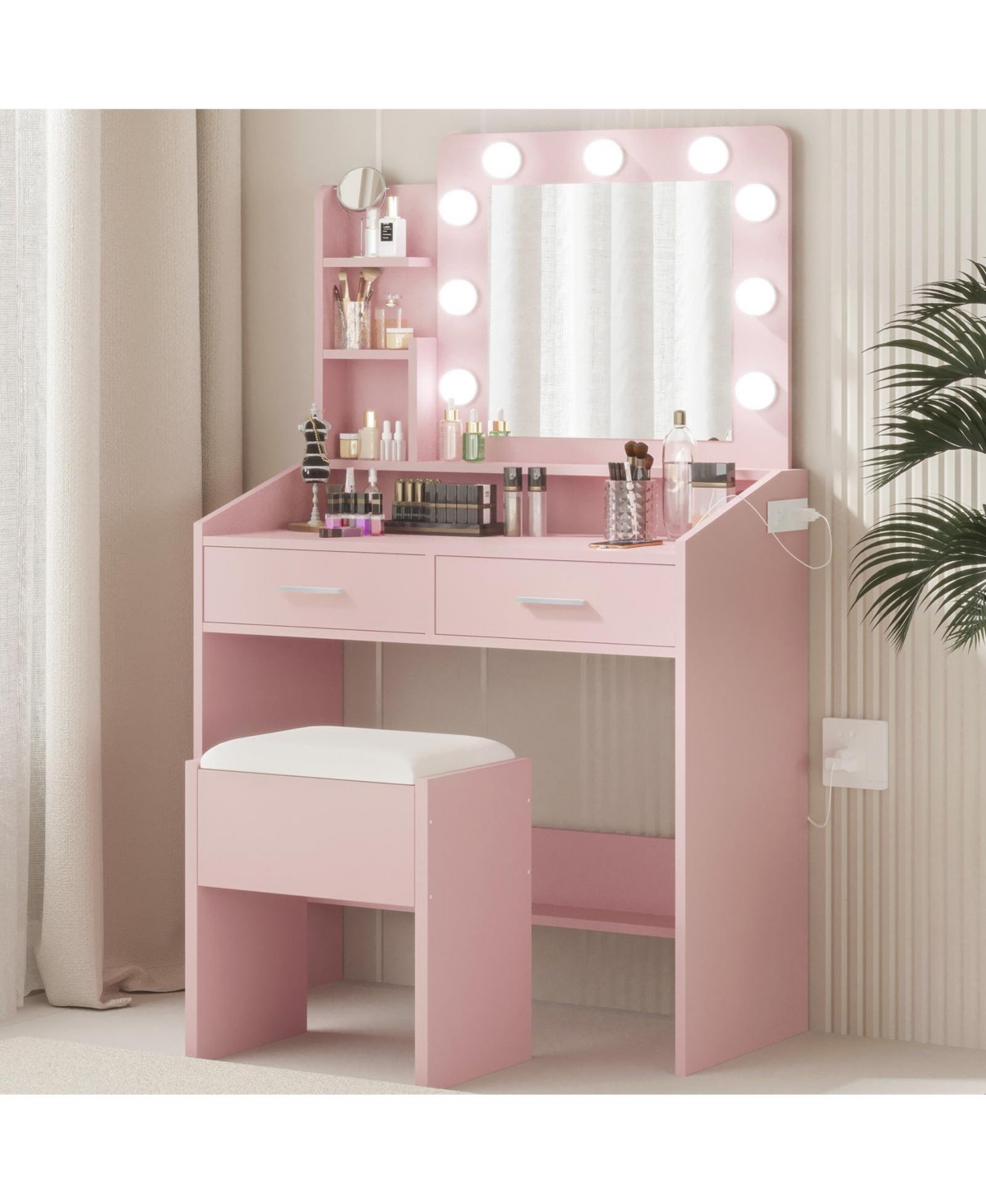 Click here for Homfan Modern Vanity Desk with Mirror  Led Lights... prices