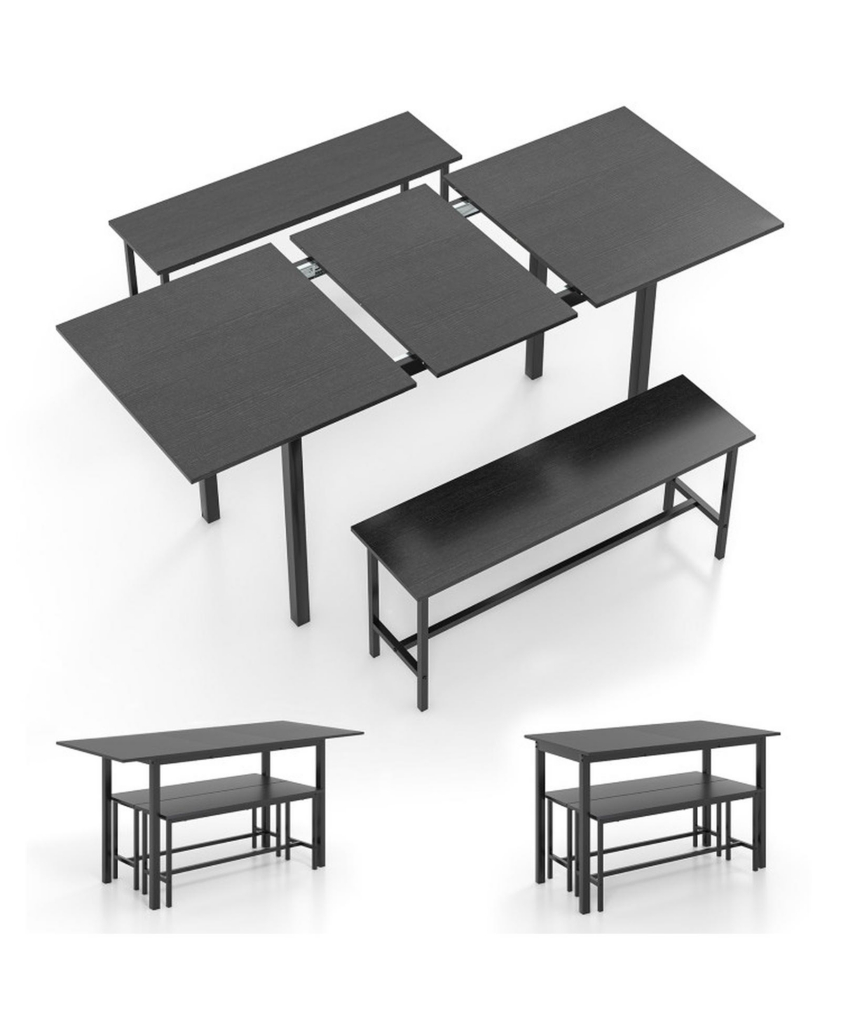 Click here for Gouun 3-Piece Extendable Dining Table Set with 2 B... prices