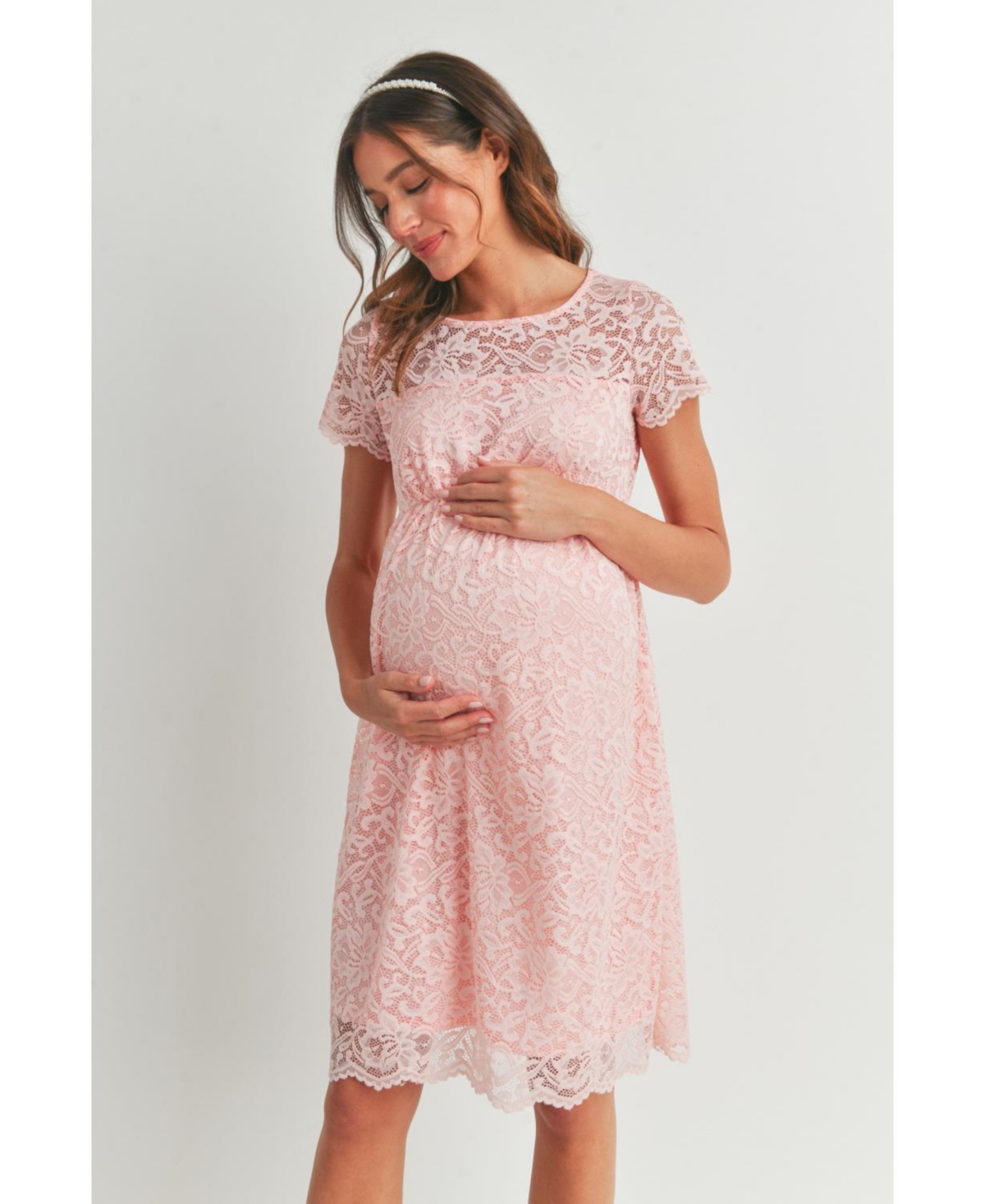 Click here for Hello Miz Maternity Crew Neck Floral Lace Dress wi... prices