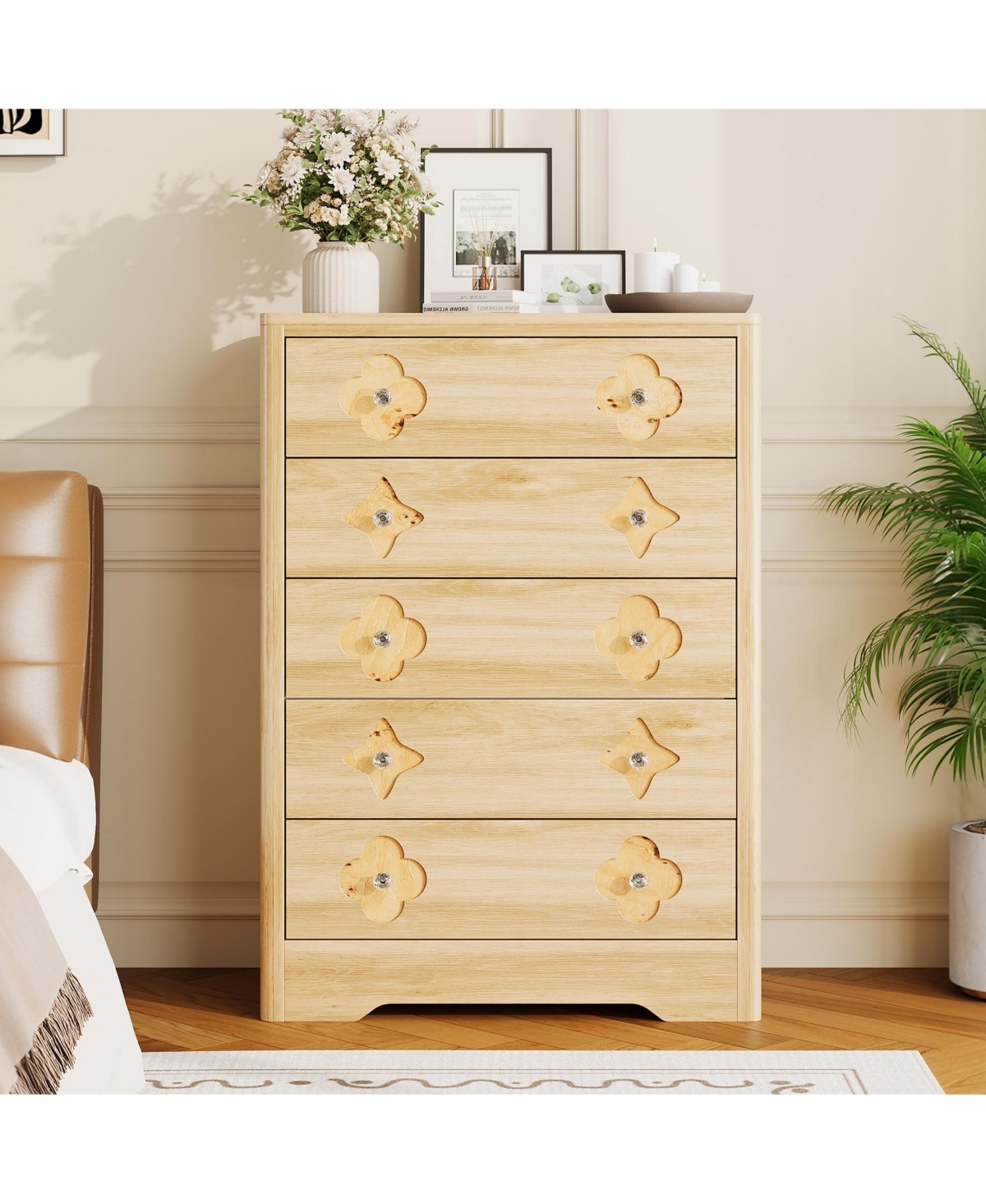 Click here for gaomon 46.1 Tall 5 Drawer Wood Dresser with Decora... prices