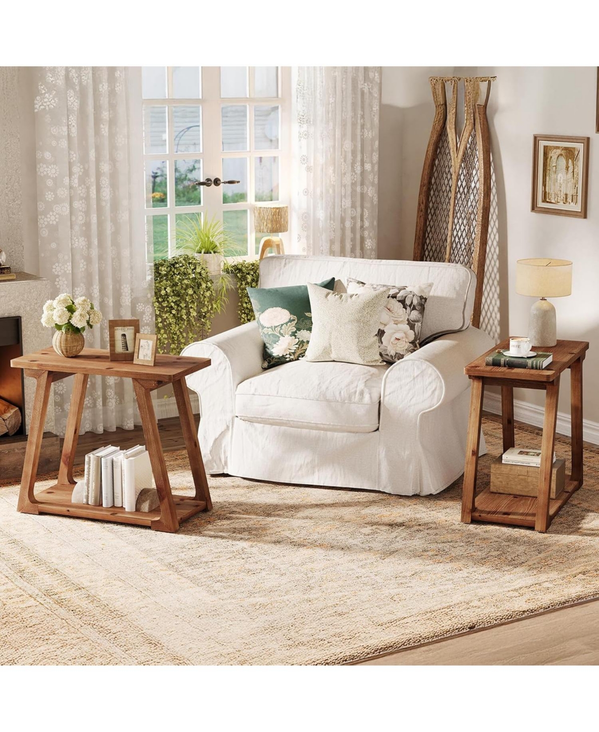 Click here for Tribesigns Solid Wood End Table Set of 2  2-Tier N... prices