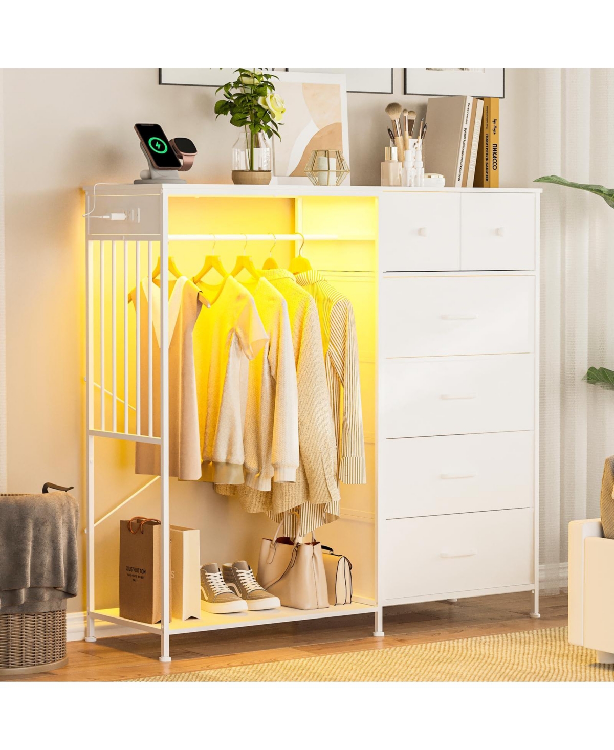 Click here for gaomon 49.2 Dresser with Hanging Rack  6 Fabric Dr... prices
