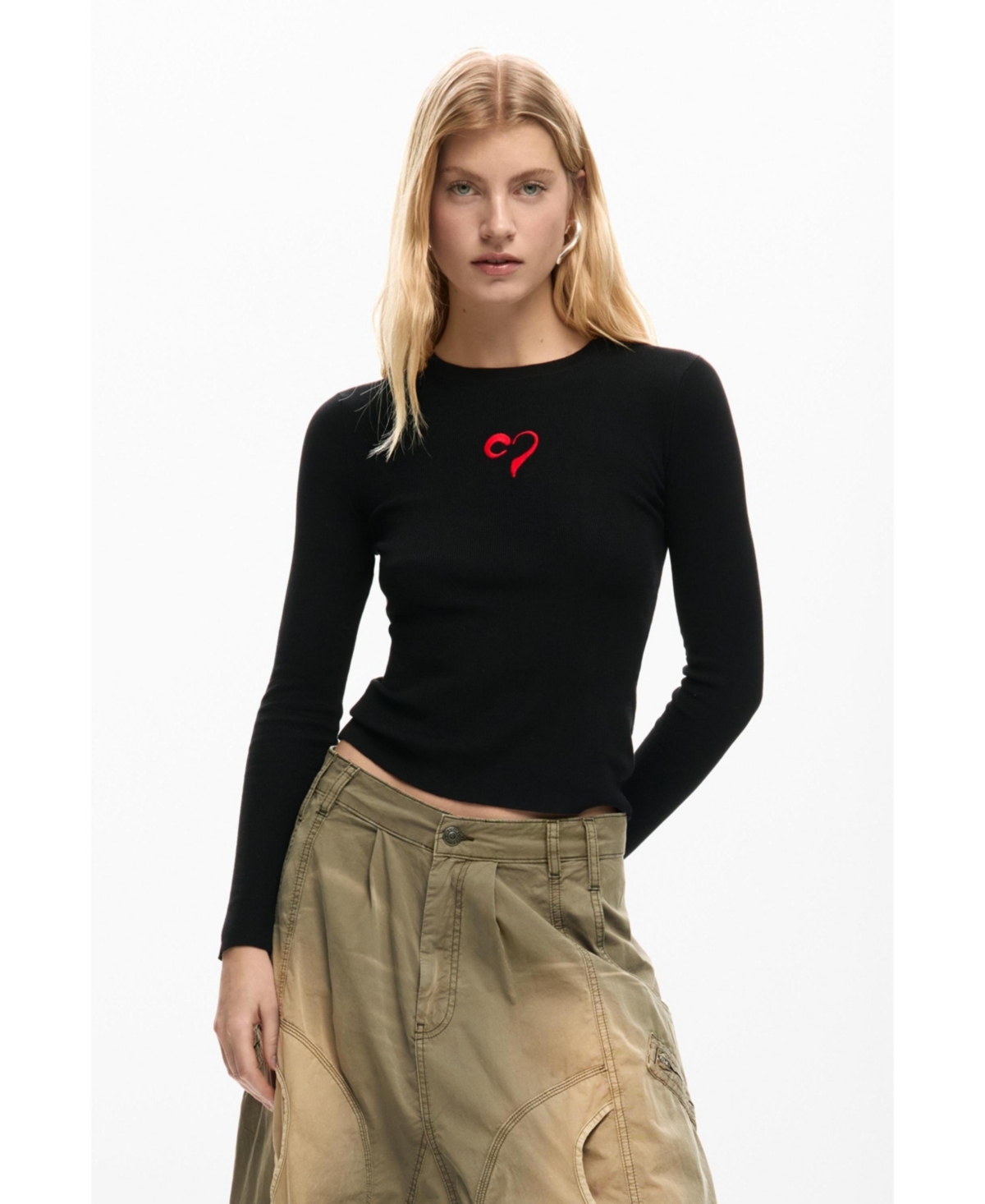 Click here for Desigual Womens Fine heart sweater - Black prices