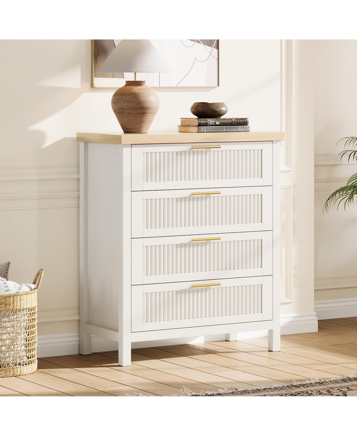 Click here for gaomon Fluted 4 Drawer Dresser for Bedroom  Rattan... prices
