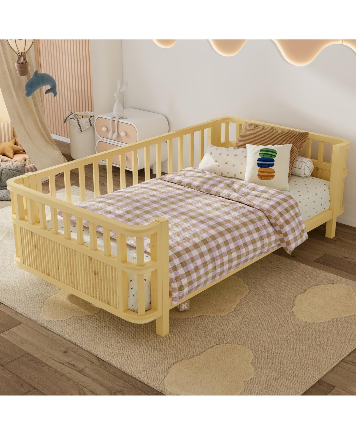 Click here for Rainsken Twin Kids Bed Frame with Rails  Montessor... prices