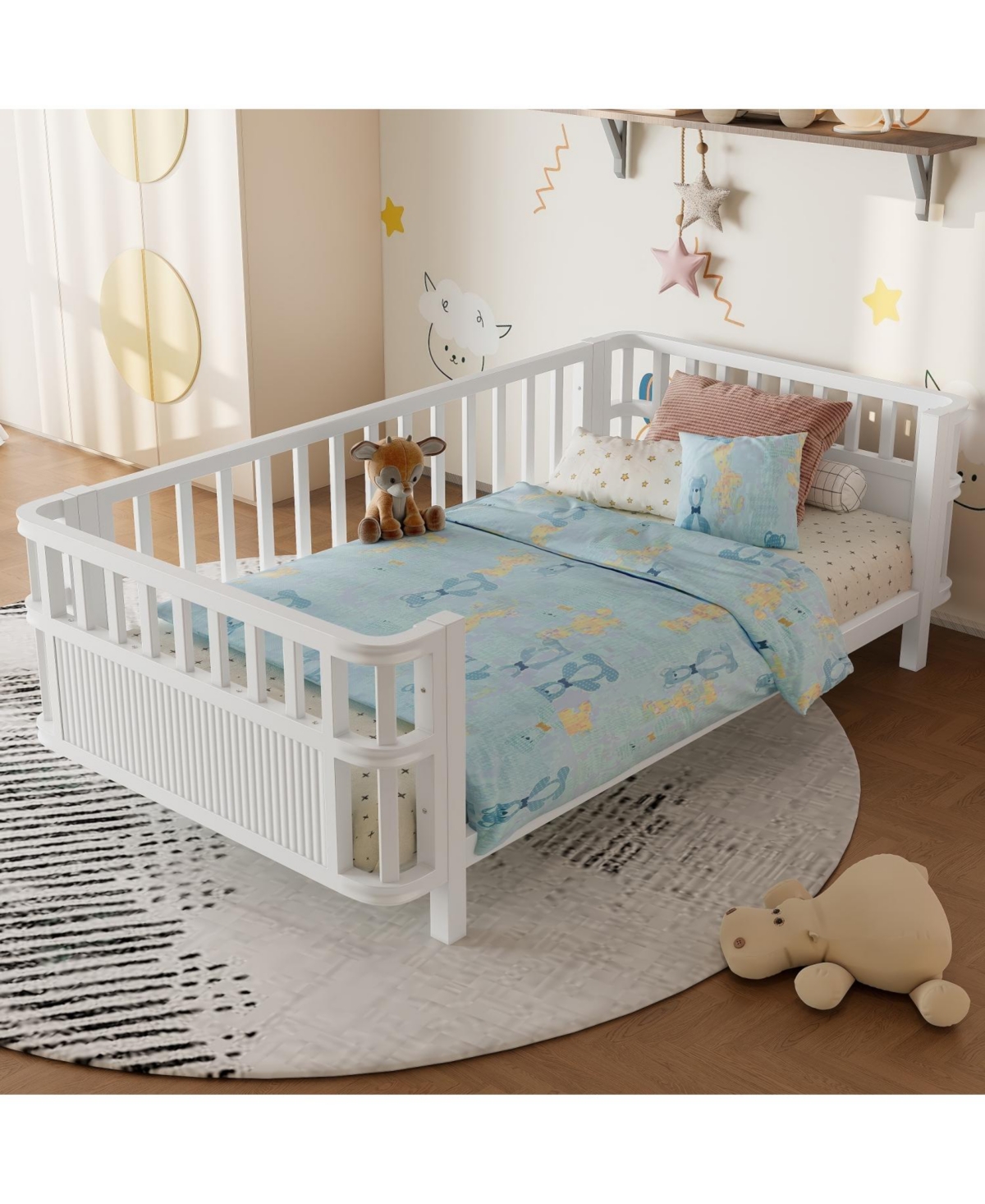 Click here for Rainsken Twin Kids Bed Frame with Rails  Montessor... prices