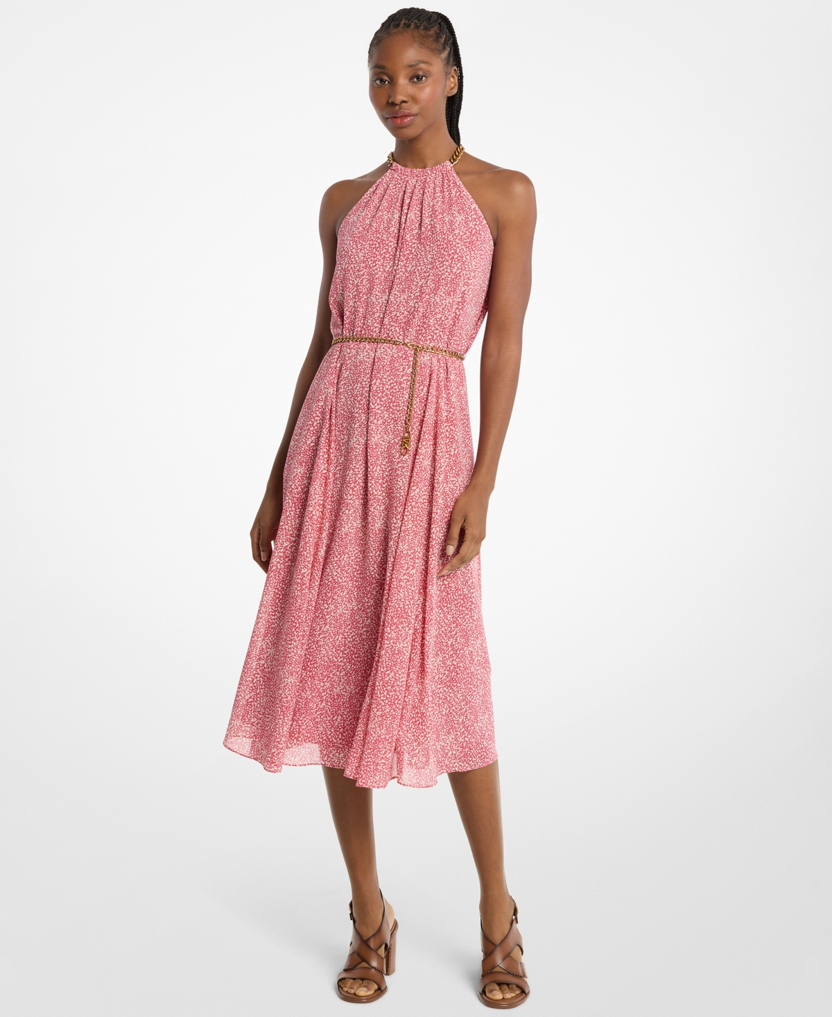 Click here for Michael Kors Womens Chain Belt Halter Neck Midi Dr... prices