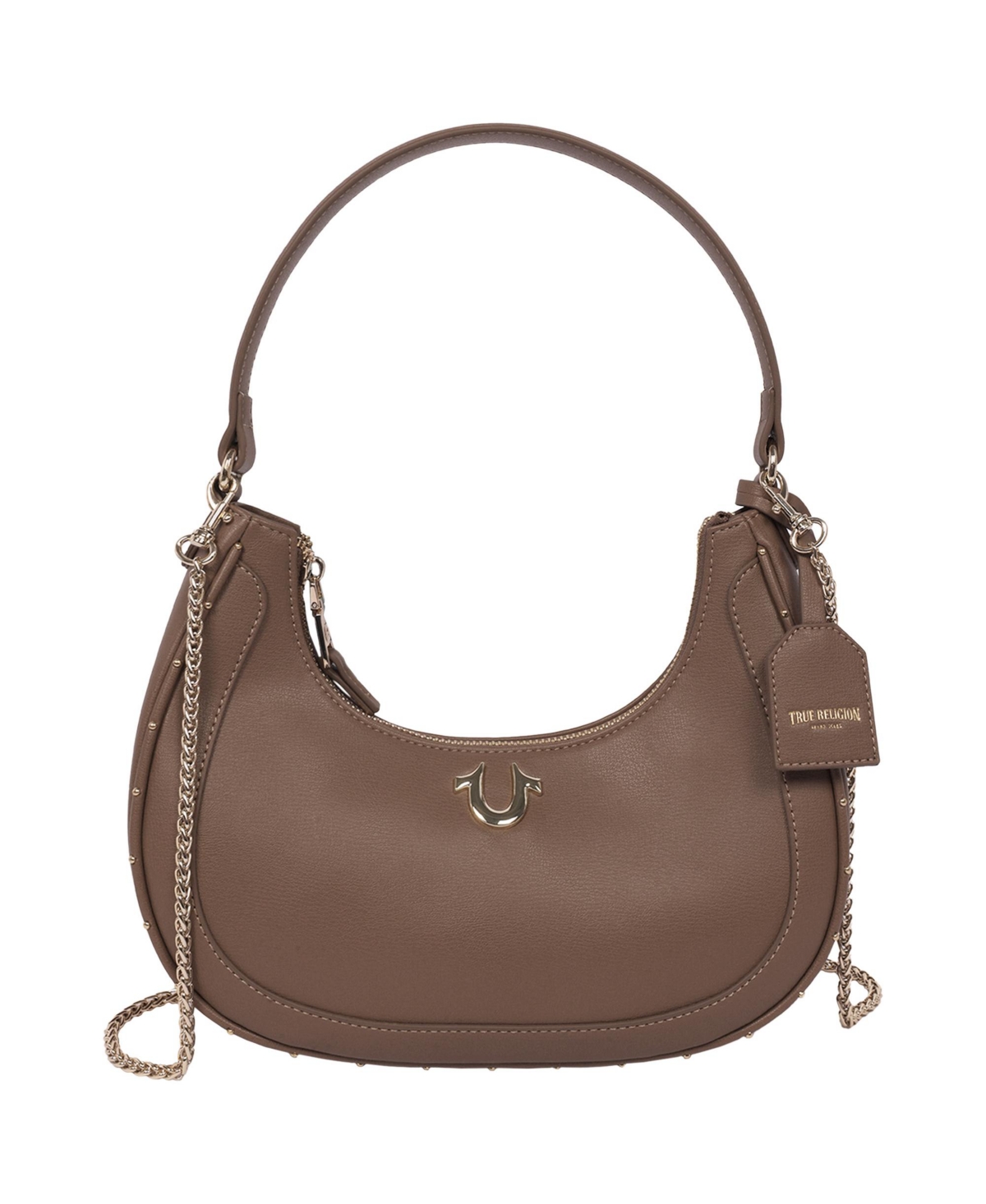 Click here for True Religion Zip Top Crescent Hobo Bag - Brown prices