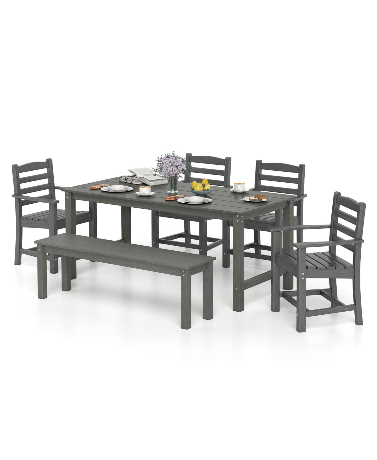 Click here for Sugift 6-Piece Hdpe Patio Dining Set with Armchair... prices