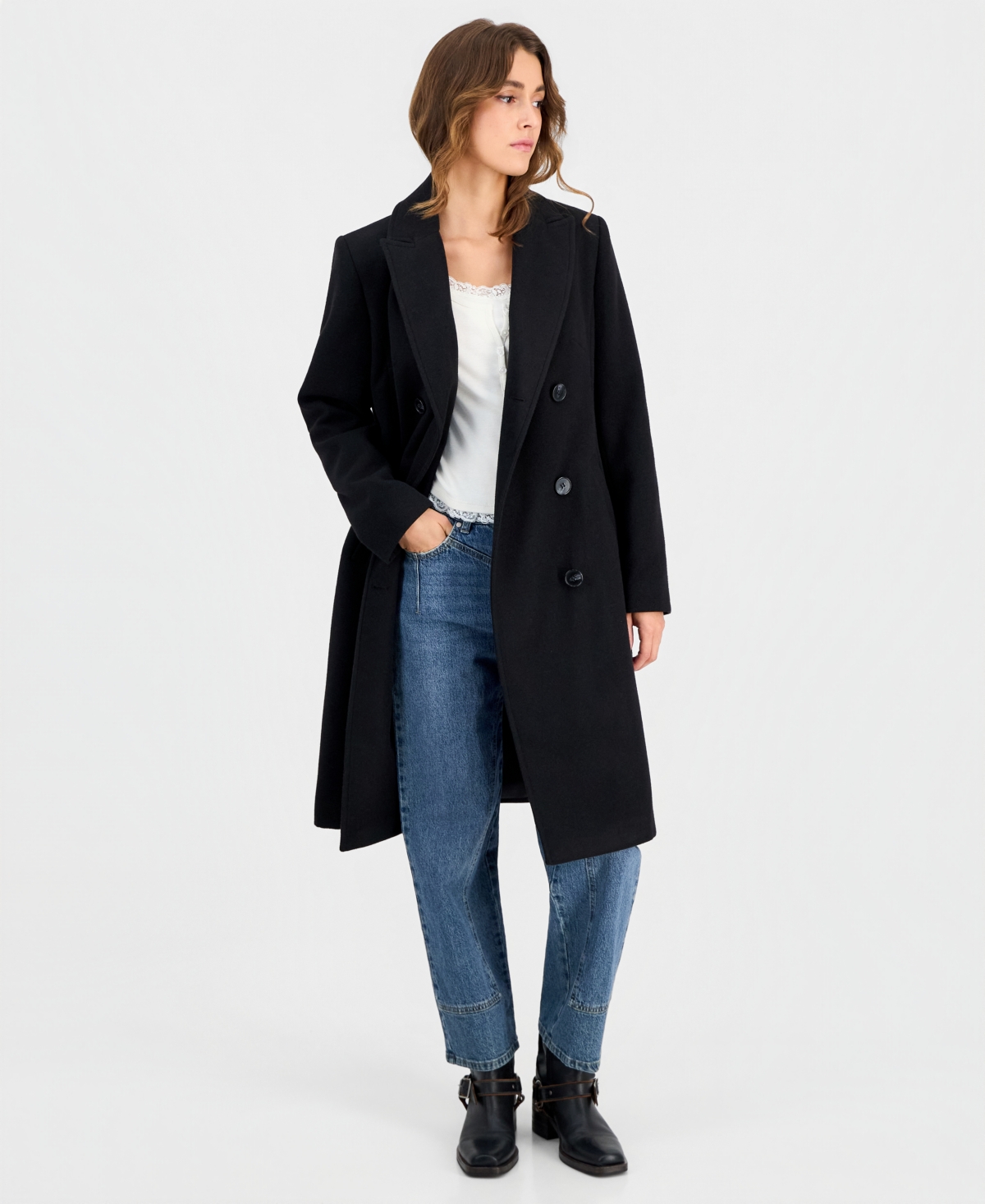 Click here for Marilyn & Me Juniors Long Double-Breasted Coat - B... prices