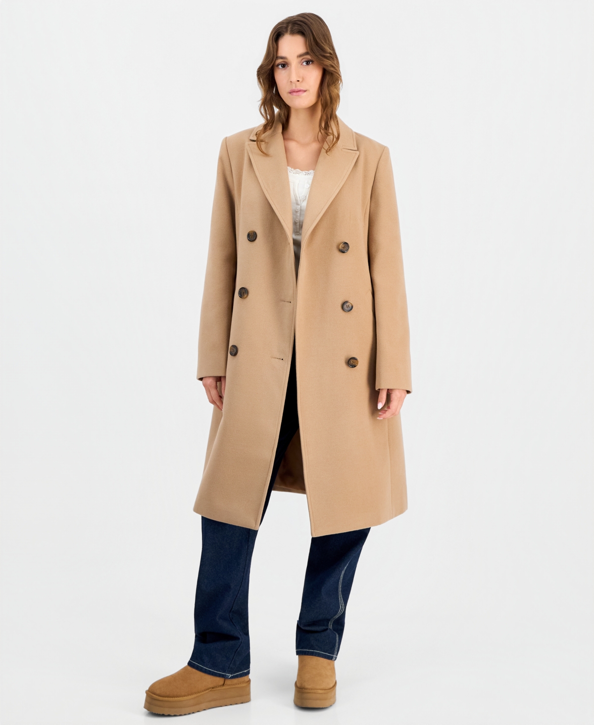 Click here for Marilyn & Me Juniors Long Double-Breasted Coat - C... prices