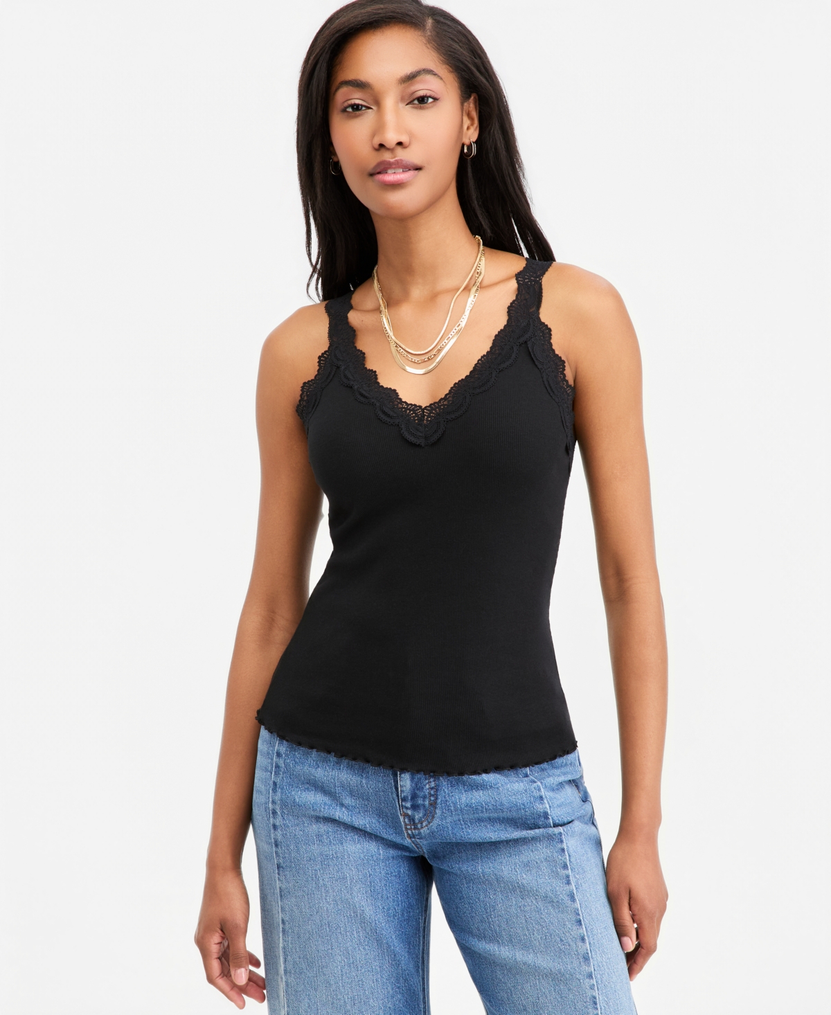 Click here for On 34th Womens Lace-Trim Ribbed Tank Top  Macys Ex... prices