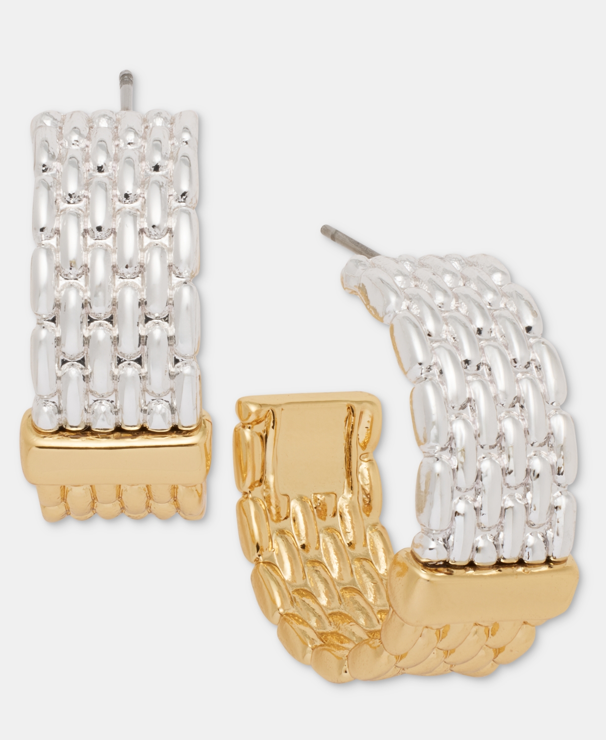 Click here for Anne Klein Two-Tone Dynamic Watchband Hoop Earring... prices