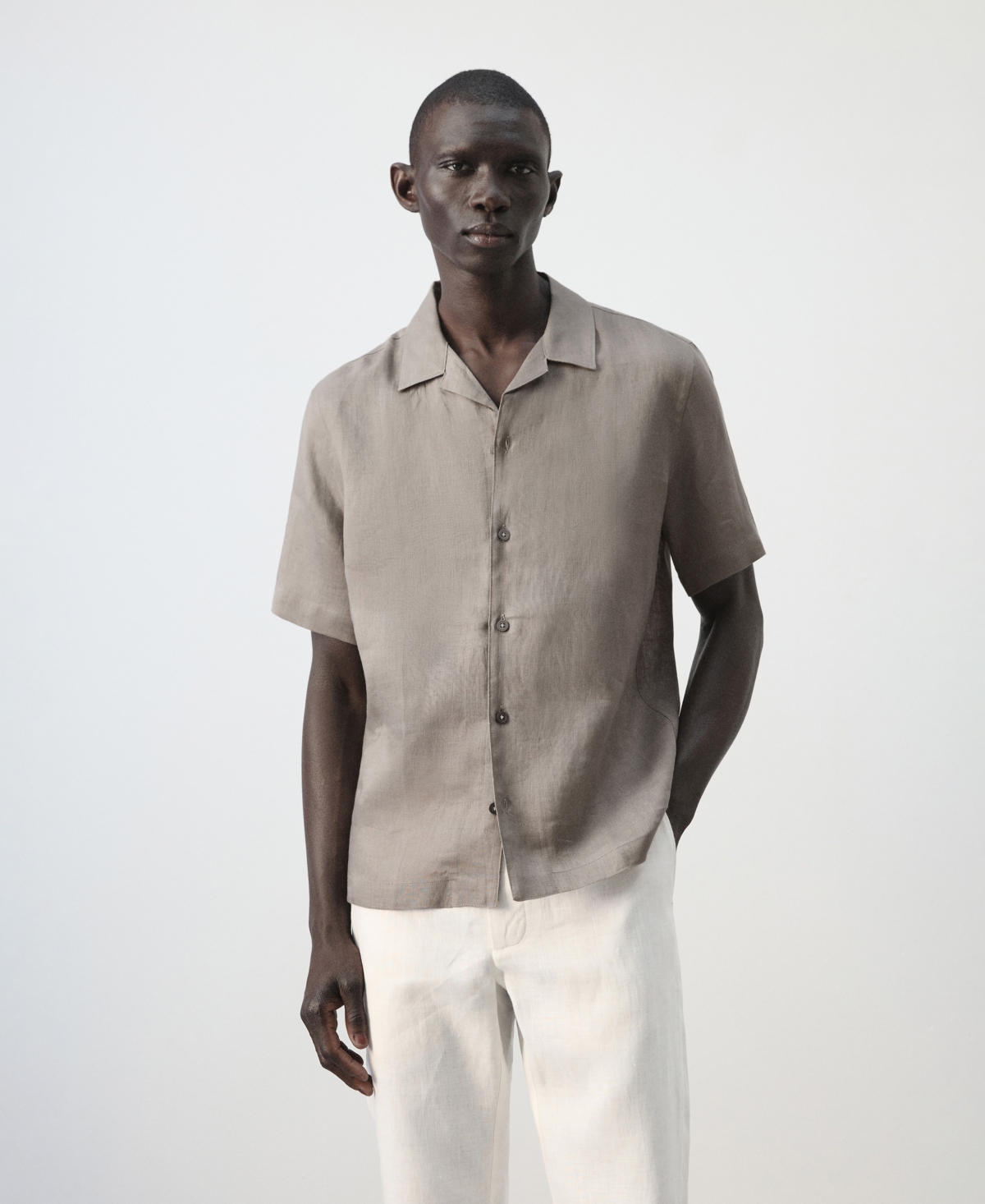 Click here for Mango Mens Bowling-Collar Shirt - Medium Brown prices