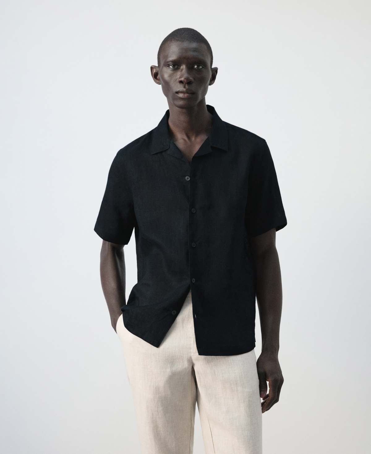 Click here for Mango Mens Bowling-Collar Shirt - Navy prices