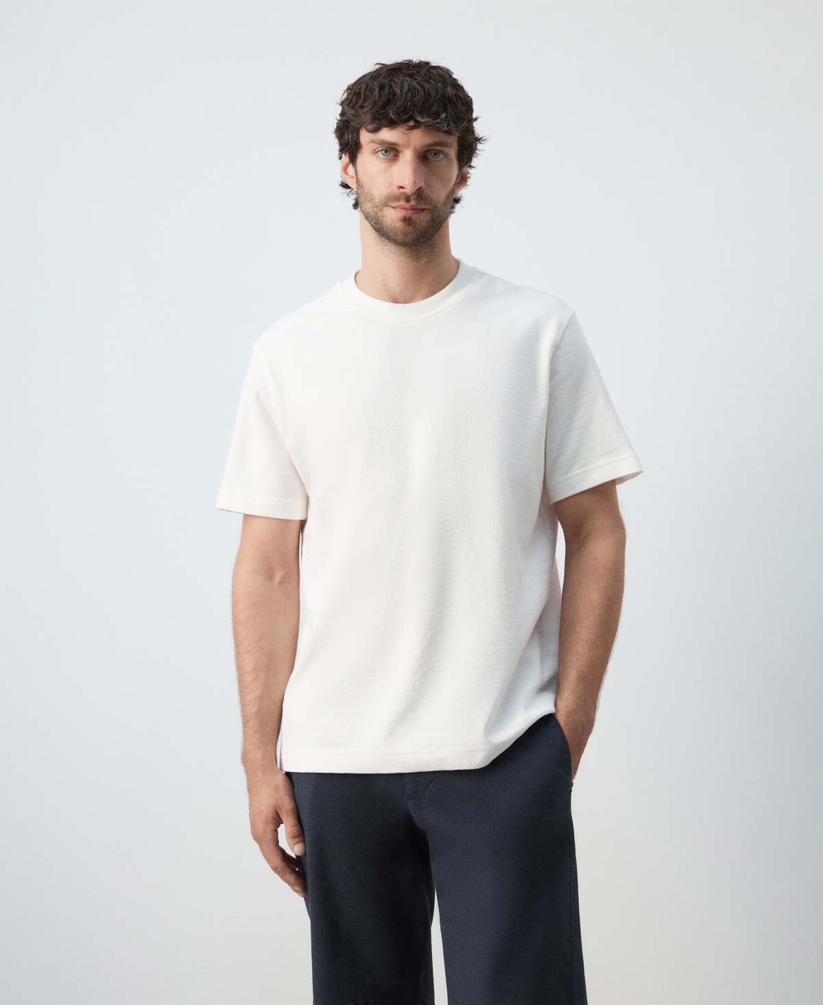 Click here for Mango Mens Regular Fit T-Shirt - White prices