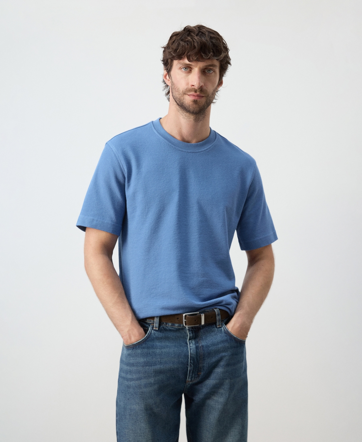 Click here for Mango Mens Regular Fit T-Shirt - China Blue prices