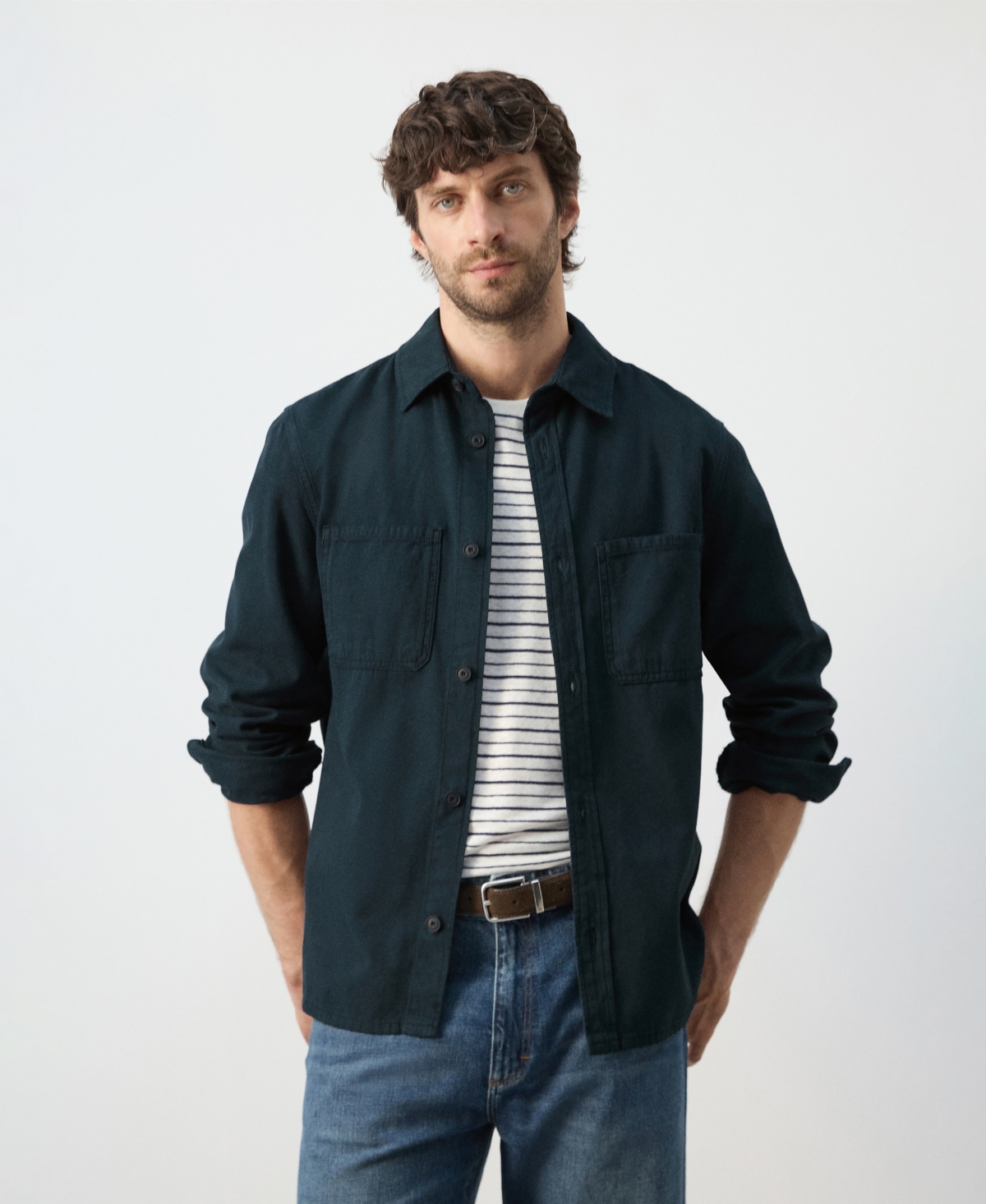 Click here for Mango Mens Pockets Overshirt - Navy prices