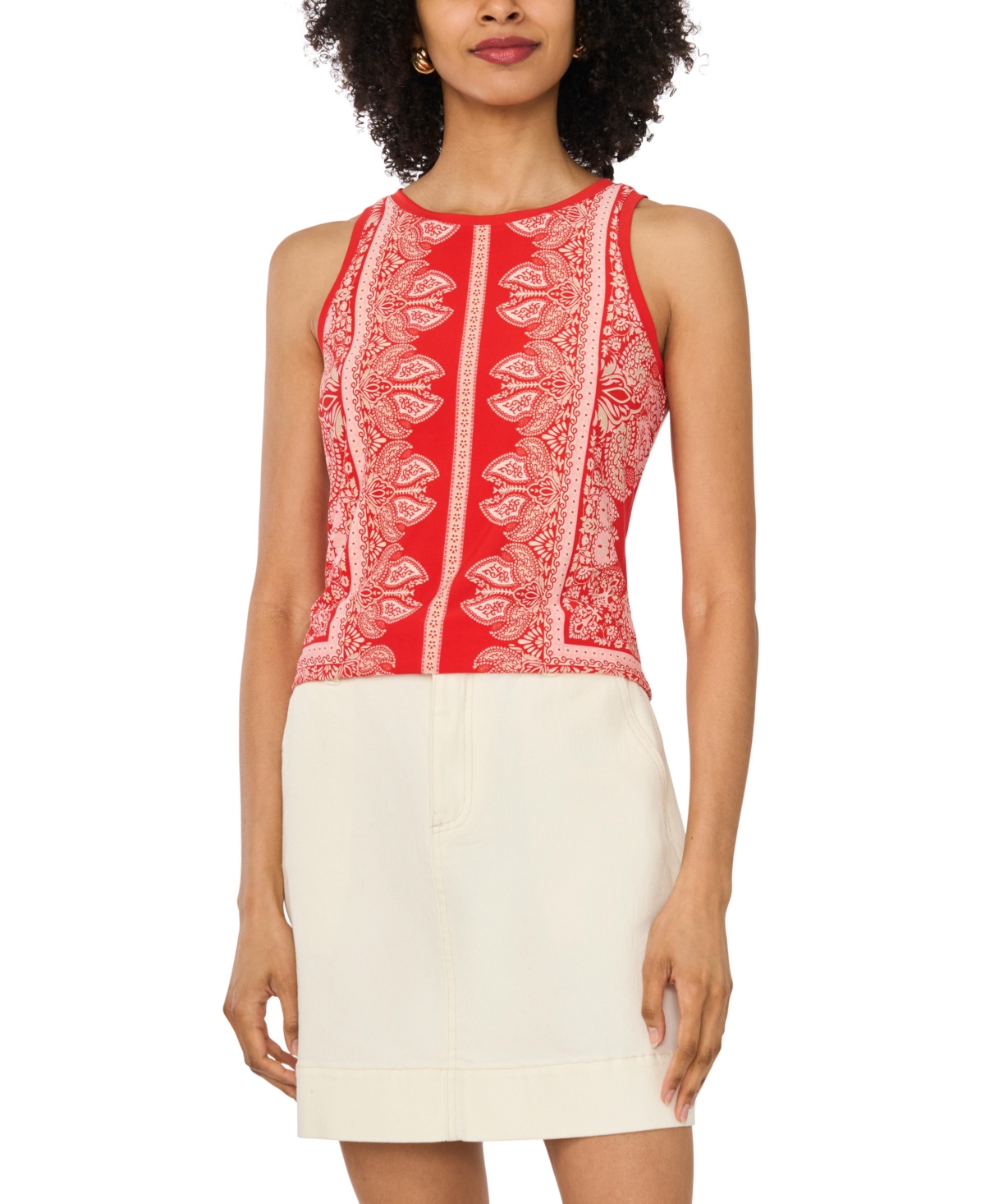 Click here for Vince Camuto Womens Printed Sleeveless Tank Top -... prices