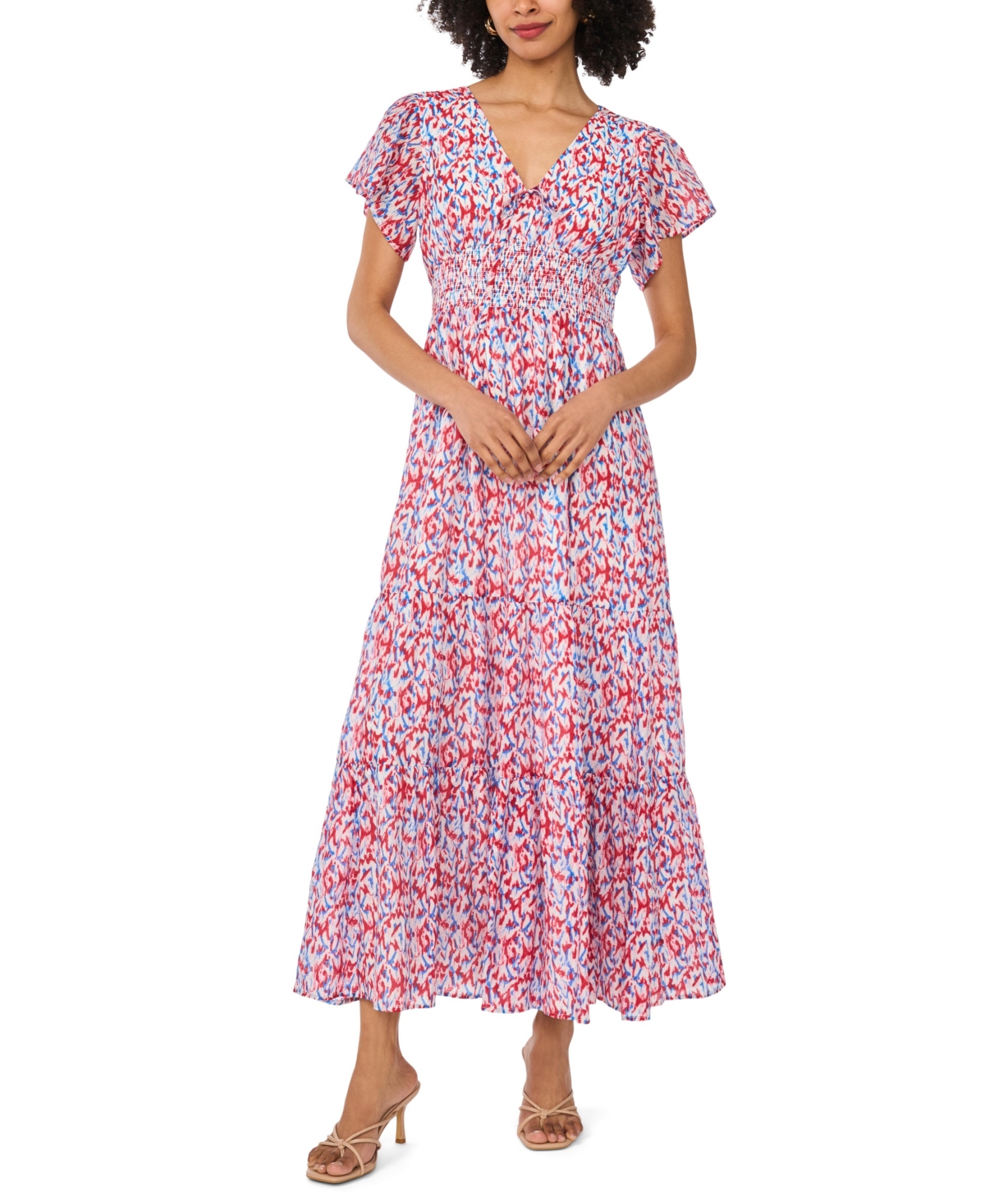 Click here for Vince Camuto Womens Flutter-Sleeve Smocked Waist M... prices
