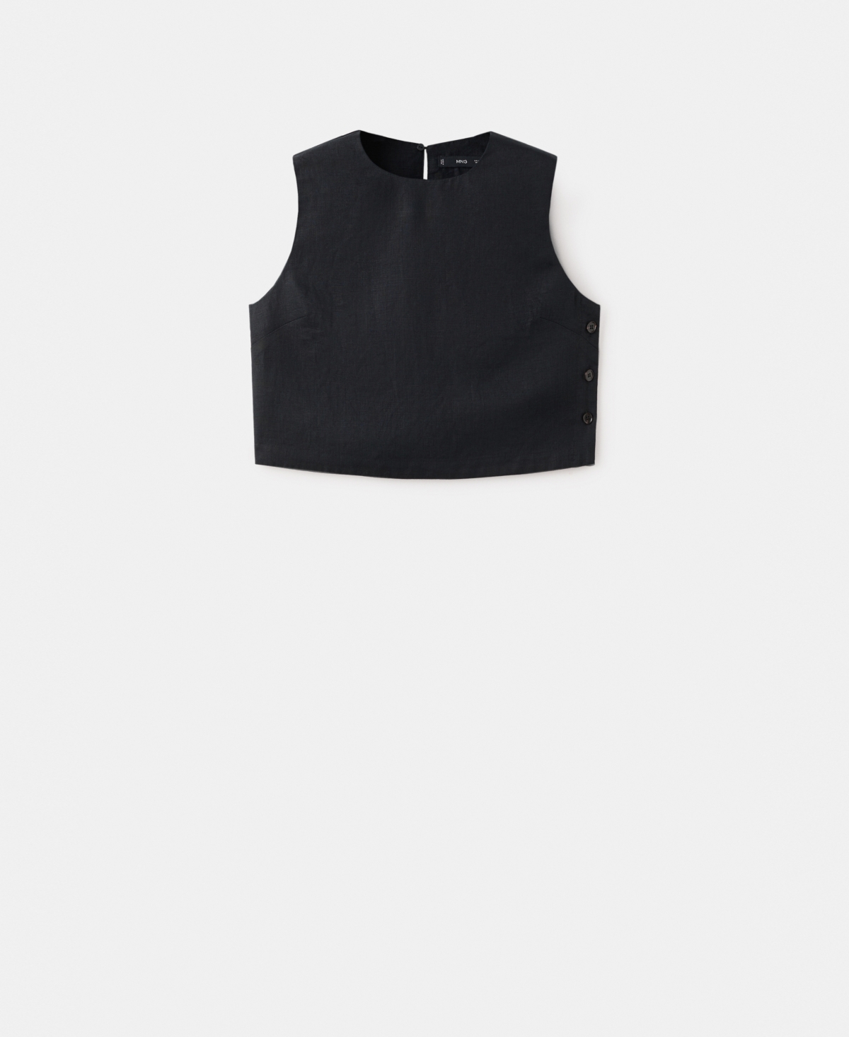 Click here for Mango Womens Linen Crop Top - Black prices
