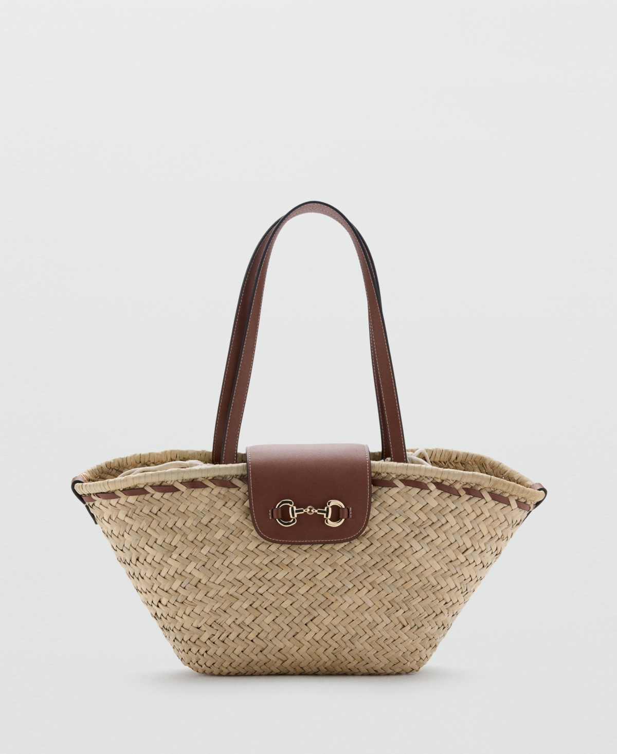 Click here for Mango Womens Medium Natural Fiber Basket Bag - Lea... prices