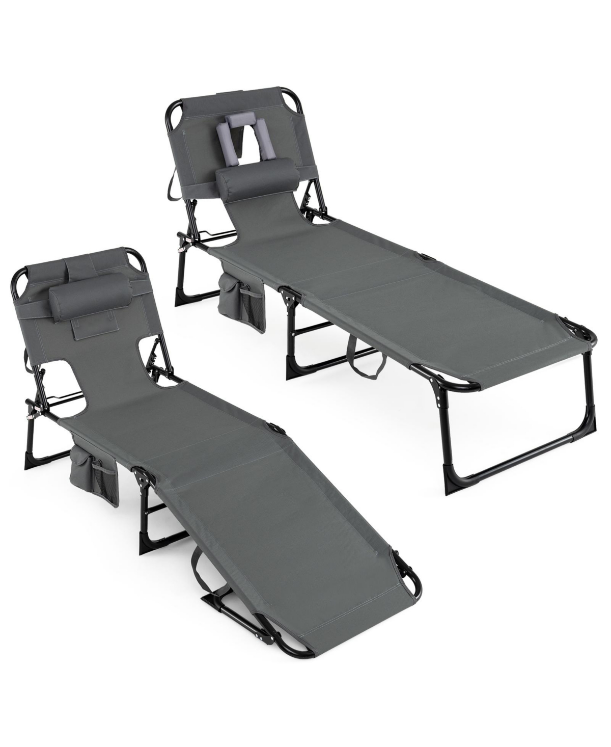 Click here for Gymax 2PCS Tanning Chair Portable Chaise Lounge Ch... prices