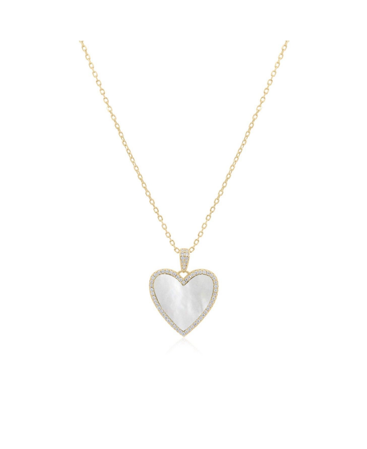 Click here for The Lovery Large Mother of Pearl Cz Halo Heart Nec... prices