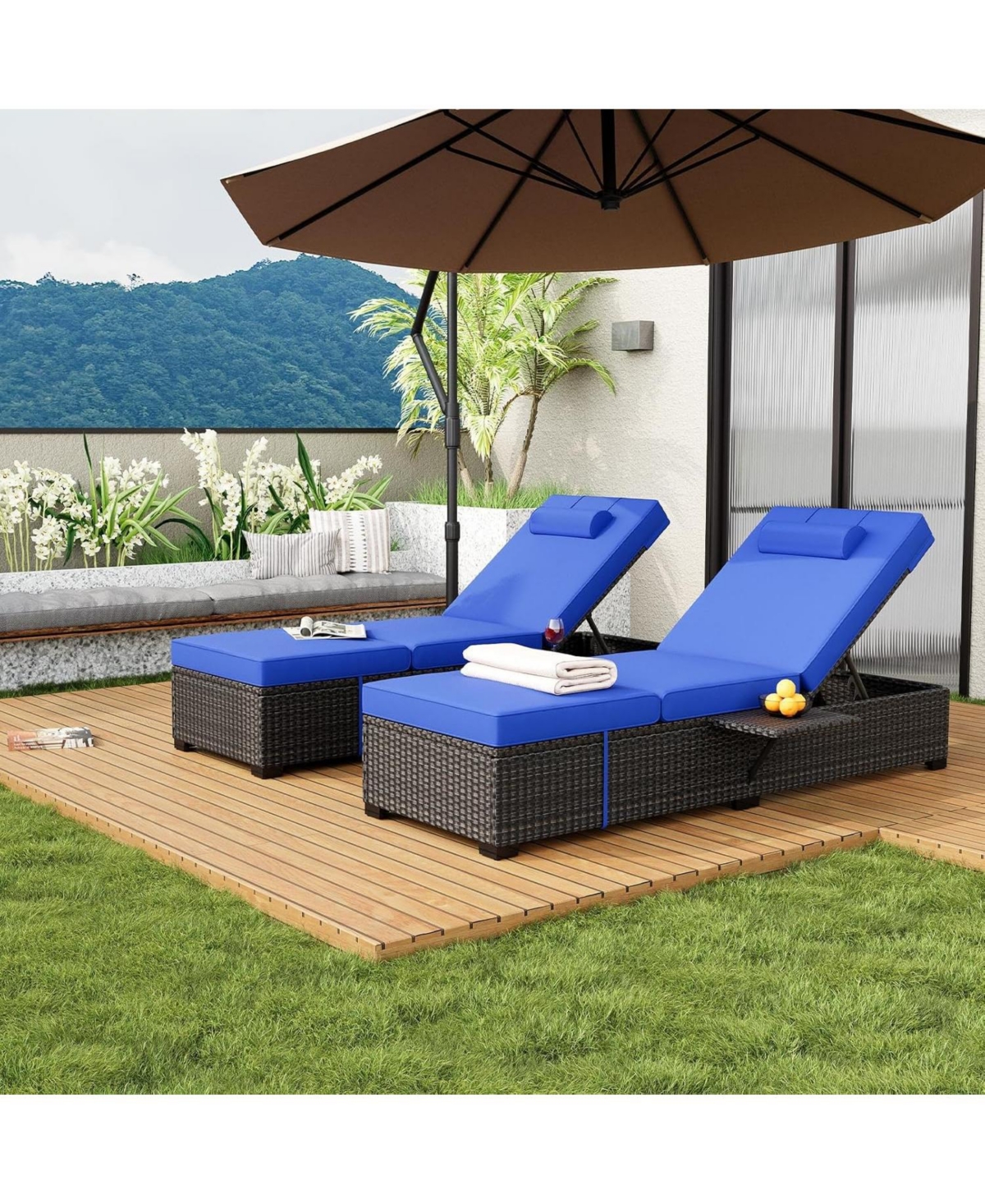 Click here for gaomon Set of 2 Adjustable Chaise Lounge Chairs wi... prices