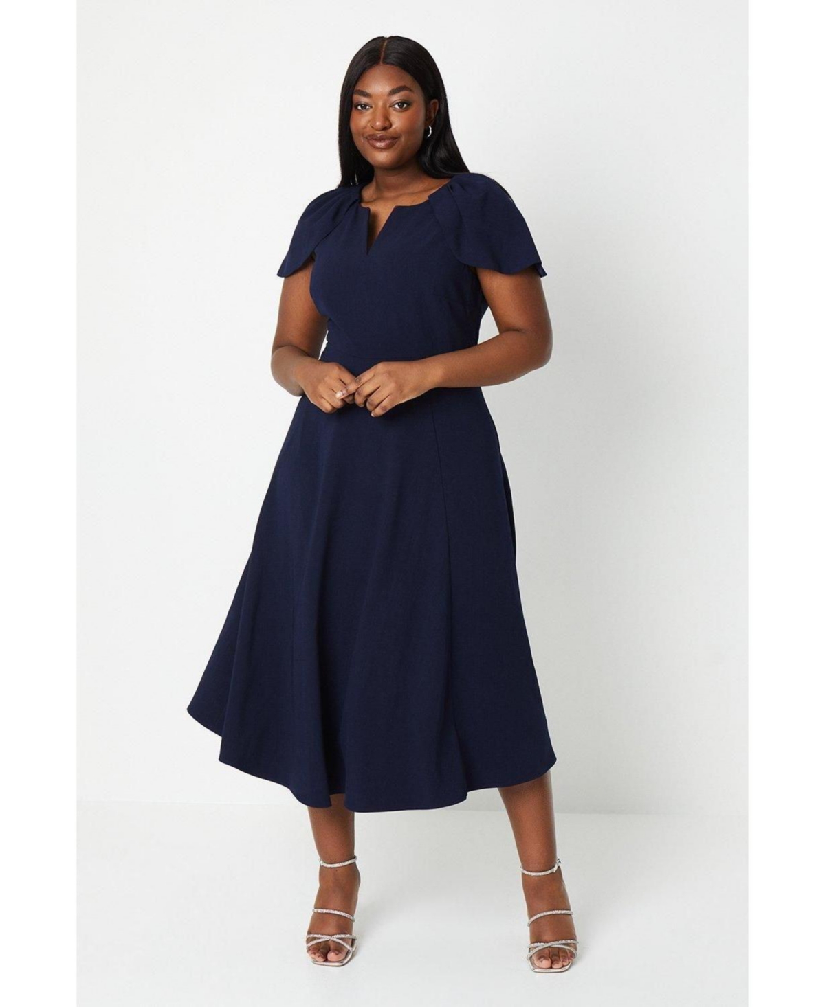 Click here for Coast Womens V Neck Ponte Midi Dress - Navy prices