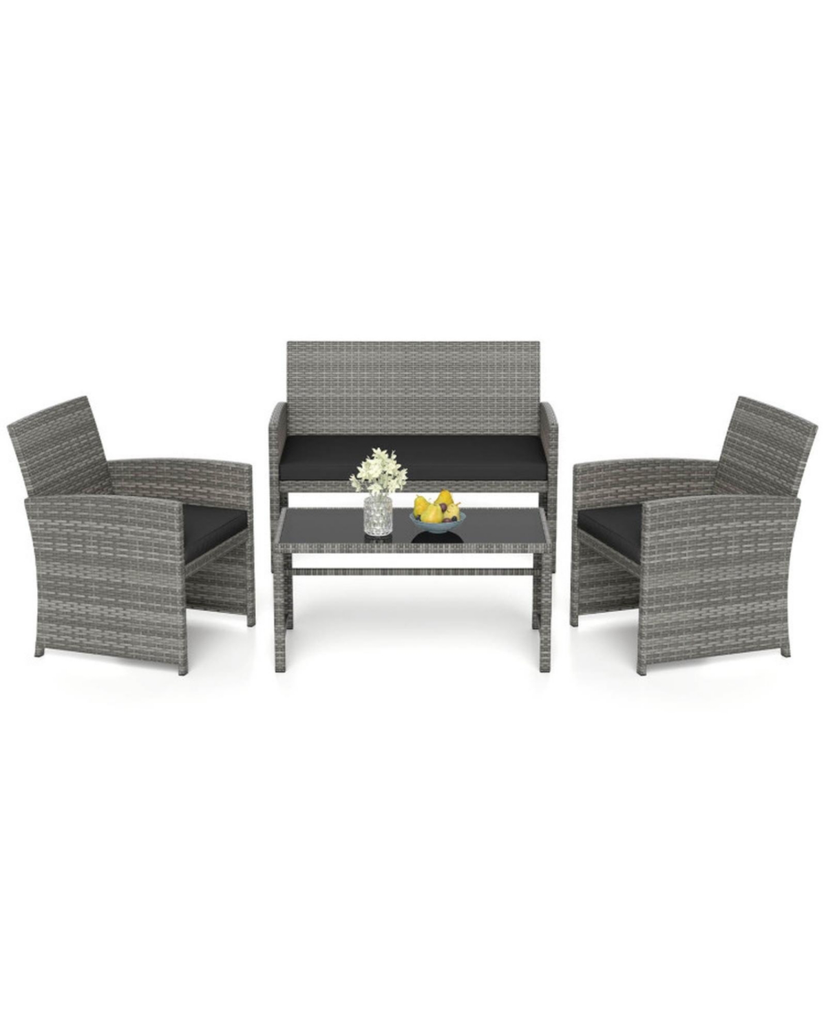Click here for Sugift 4 Piece Patio Conversation Set with Rattan... prices