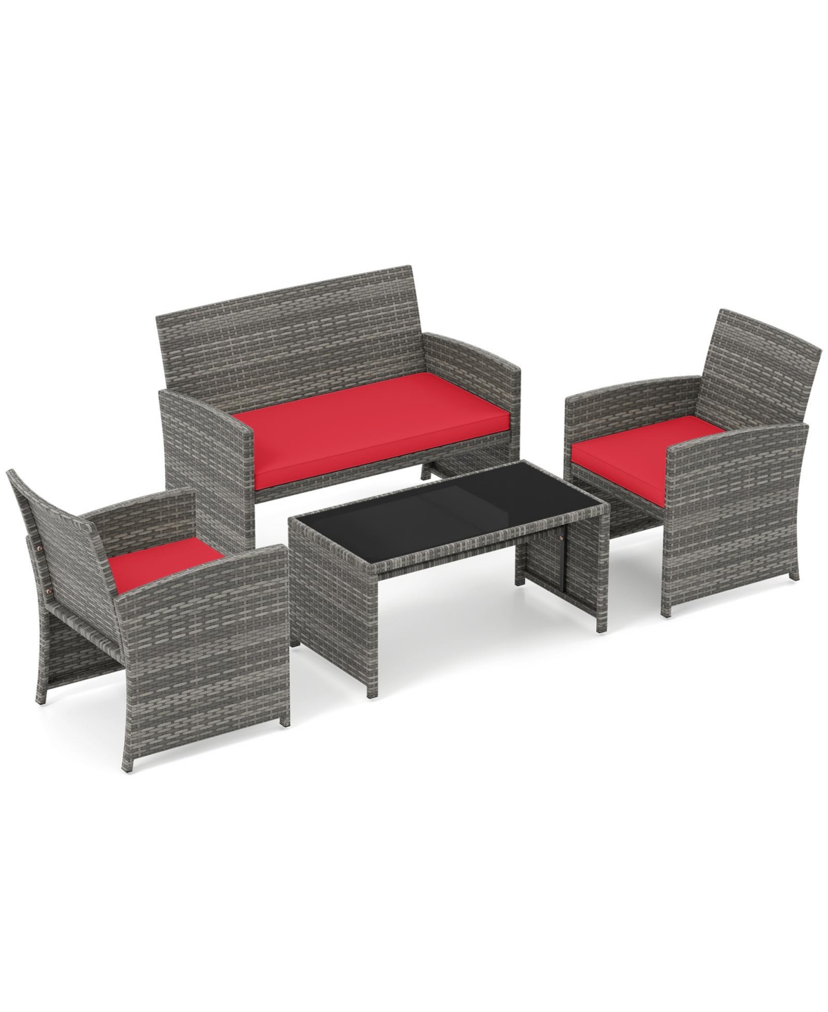 Click here for Sugift 4 Piece Patio Conversation Set with Rattan... prices