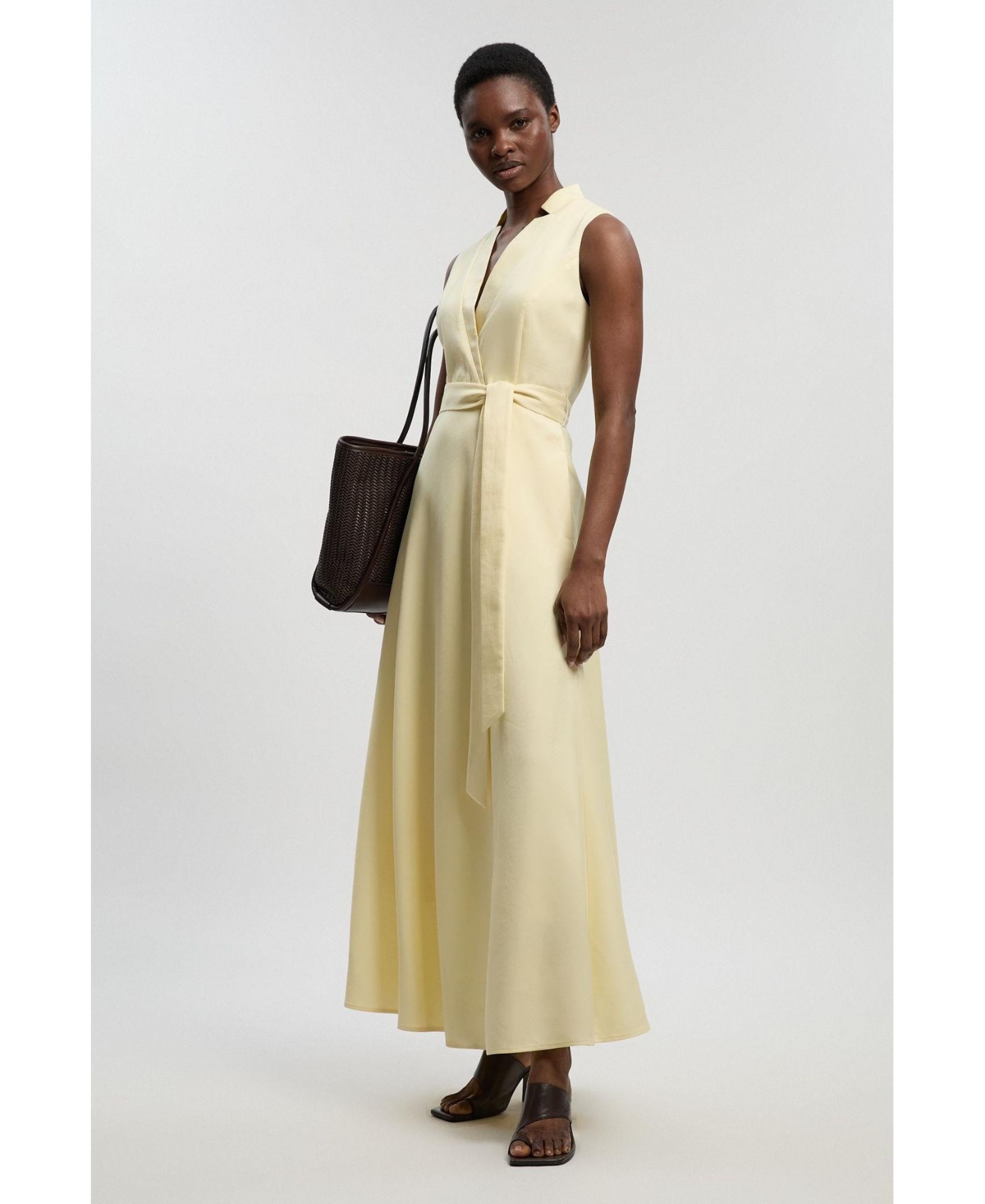 Click here for Karen Millen Womens Tailored Linen Wrap Maxi Dress... prices