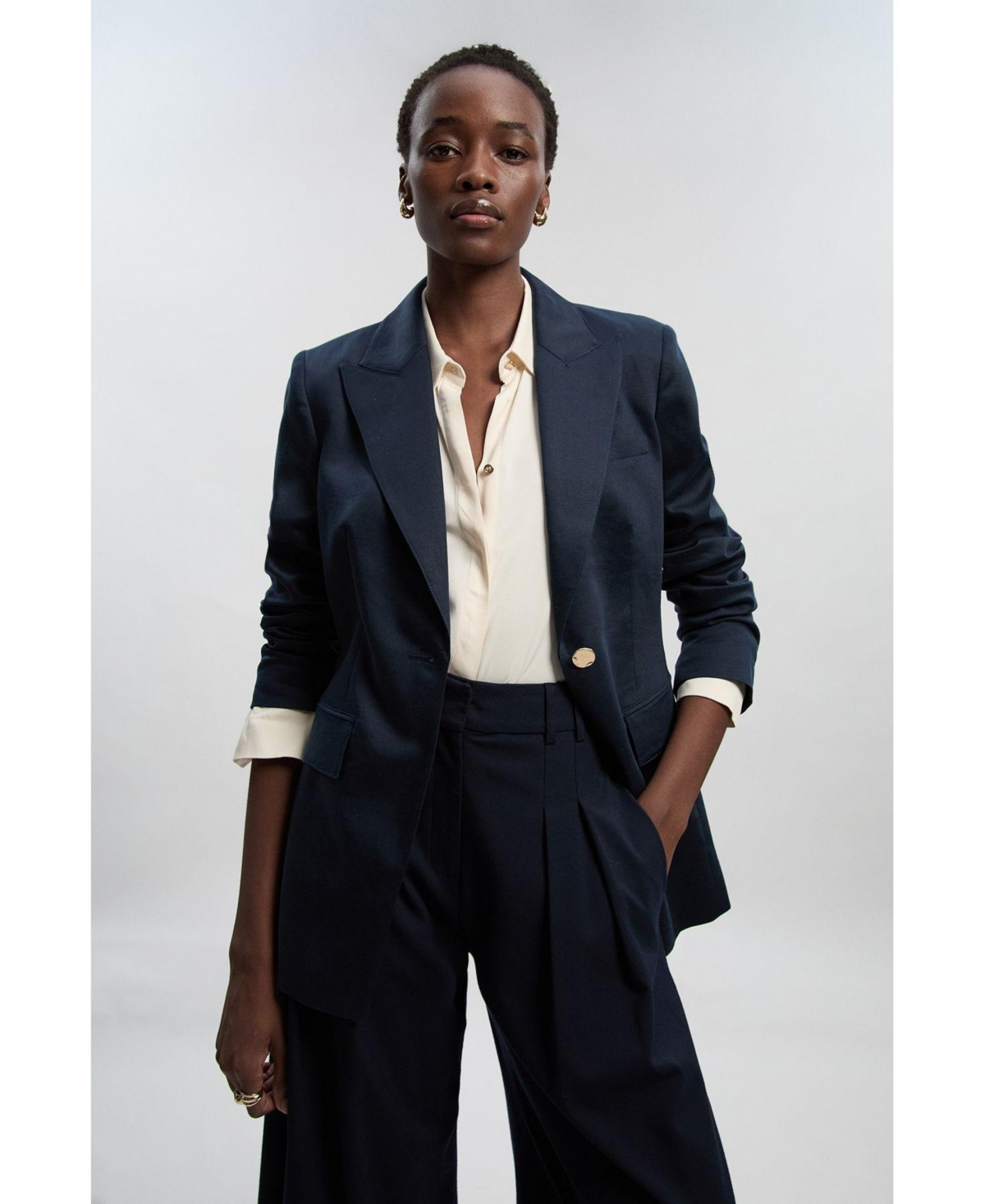 Click here for Karen Millen Womens Tailored Linen Single Breasted... prices