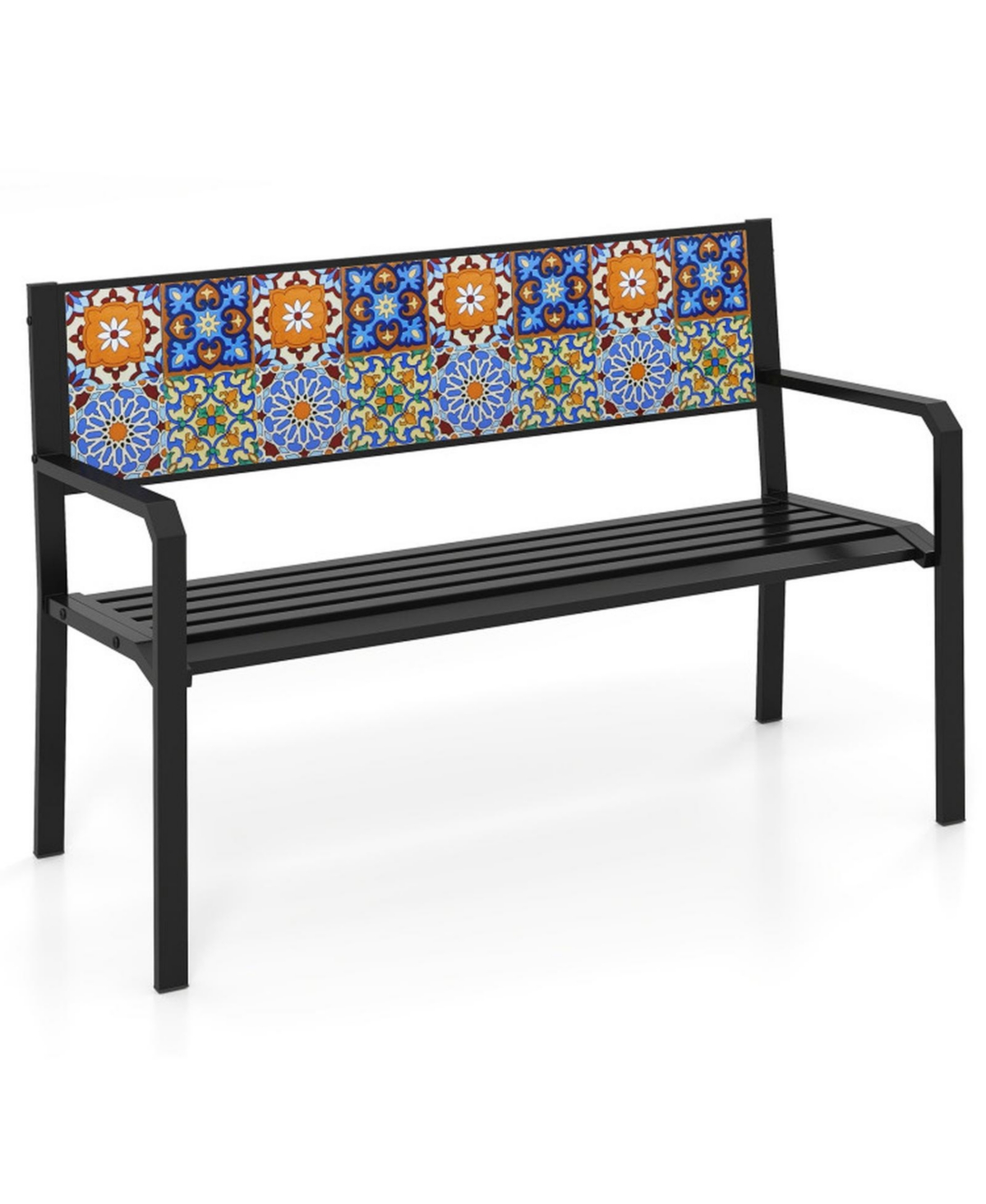 Click here for Gouun 50 in Patio Metal Bench with Mosaic Backrest... prices