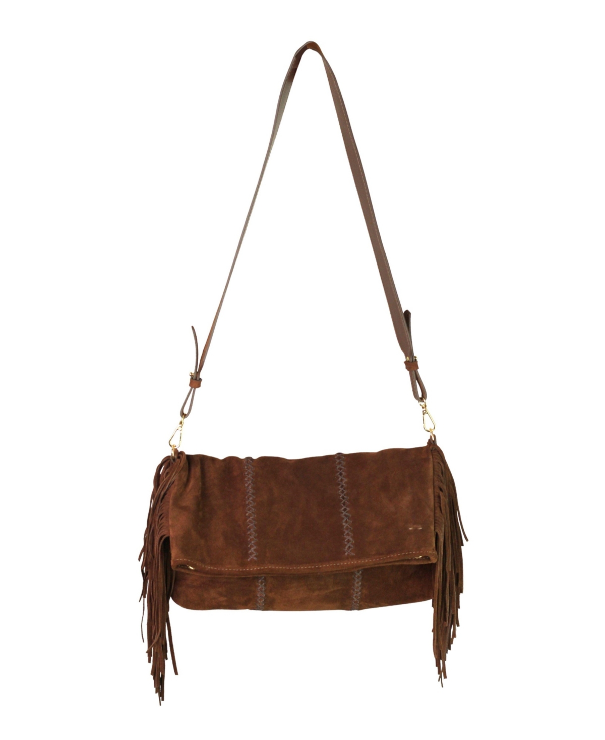 Click here for Large Fringe Suede Crossbody Messenger - Cocoa prices