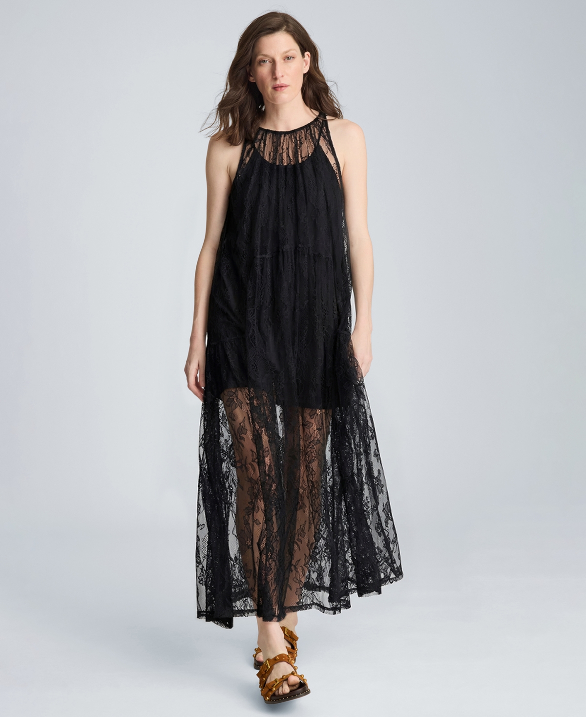 Click here for Kenneth Cole Womens Lace Halter Neck Maxi Dress -... prices