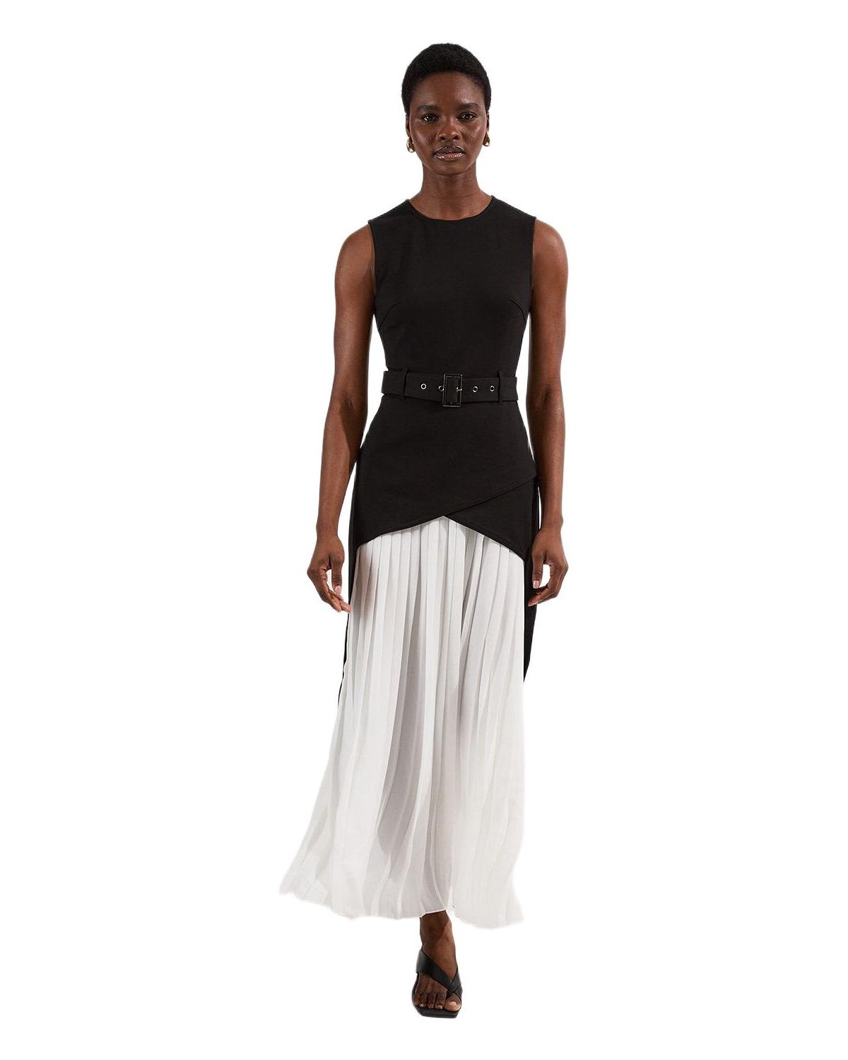 Click here for Karen Millen Womens Jersey Pleated Maxi Dress - Mo... prices